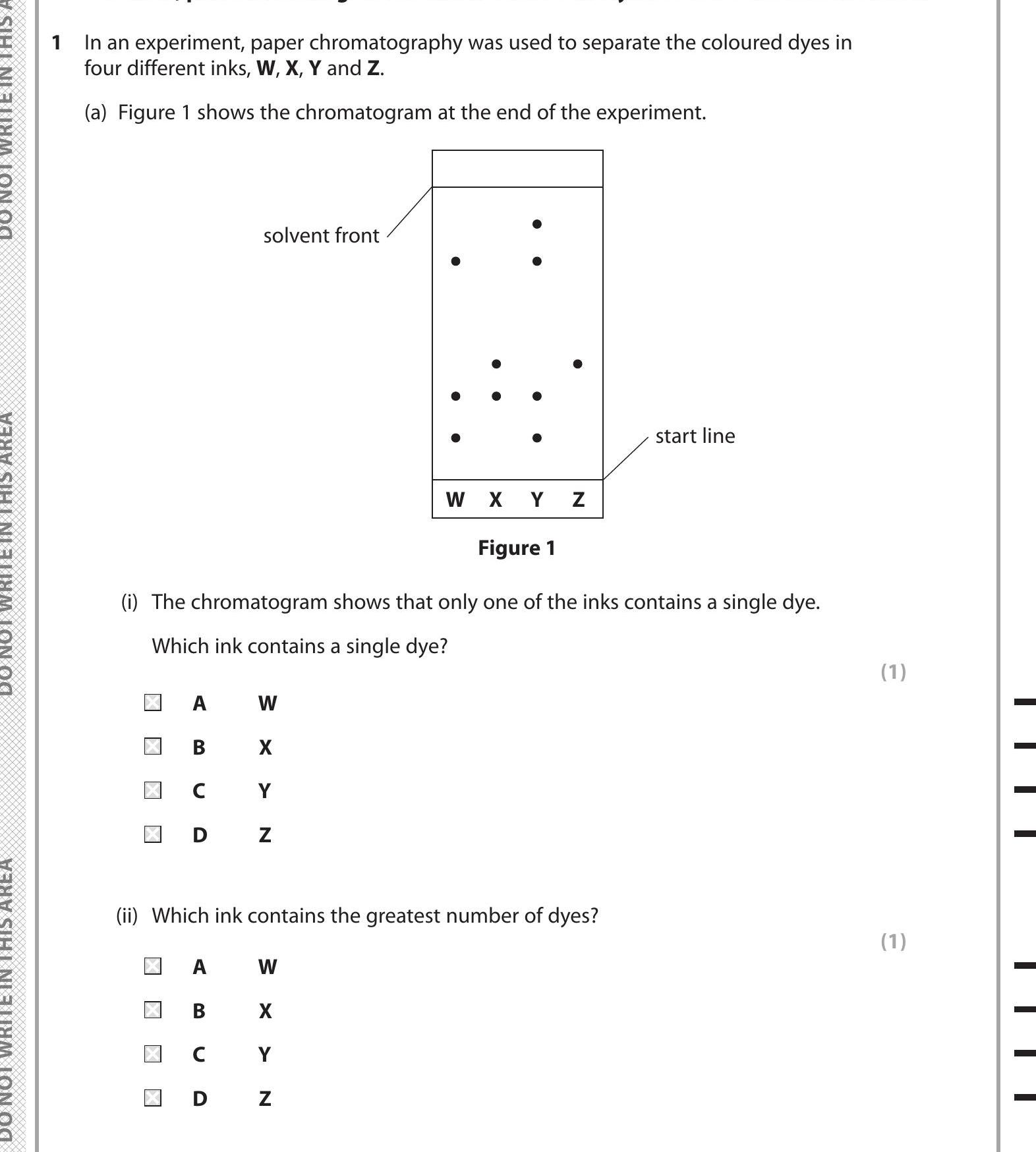 GCSE Edexcel Chemistry Chromatography: In an experiment, paper chromato