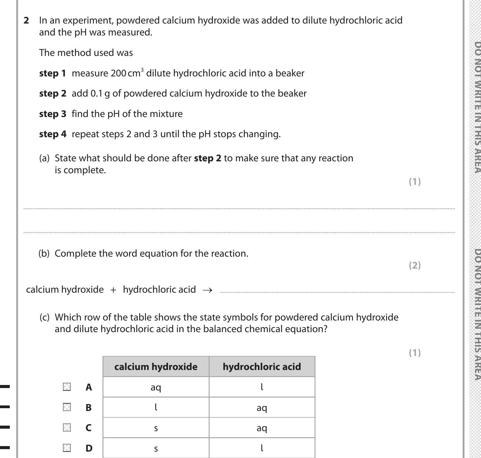 GCSE Edexcel Chemistry Fuel cells: In an experiment, powdered calci