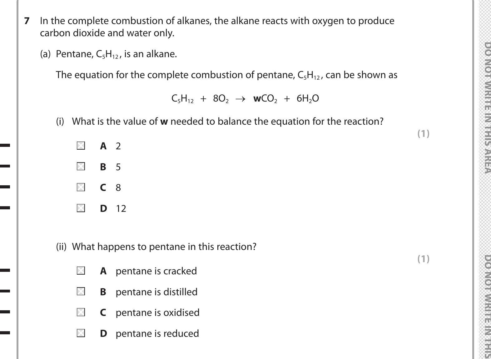 GCSE Edexcel Chemistry Alkanes: In the complete combustion of al