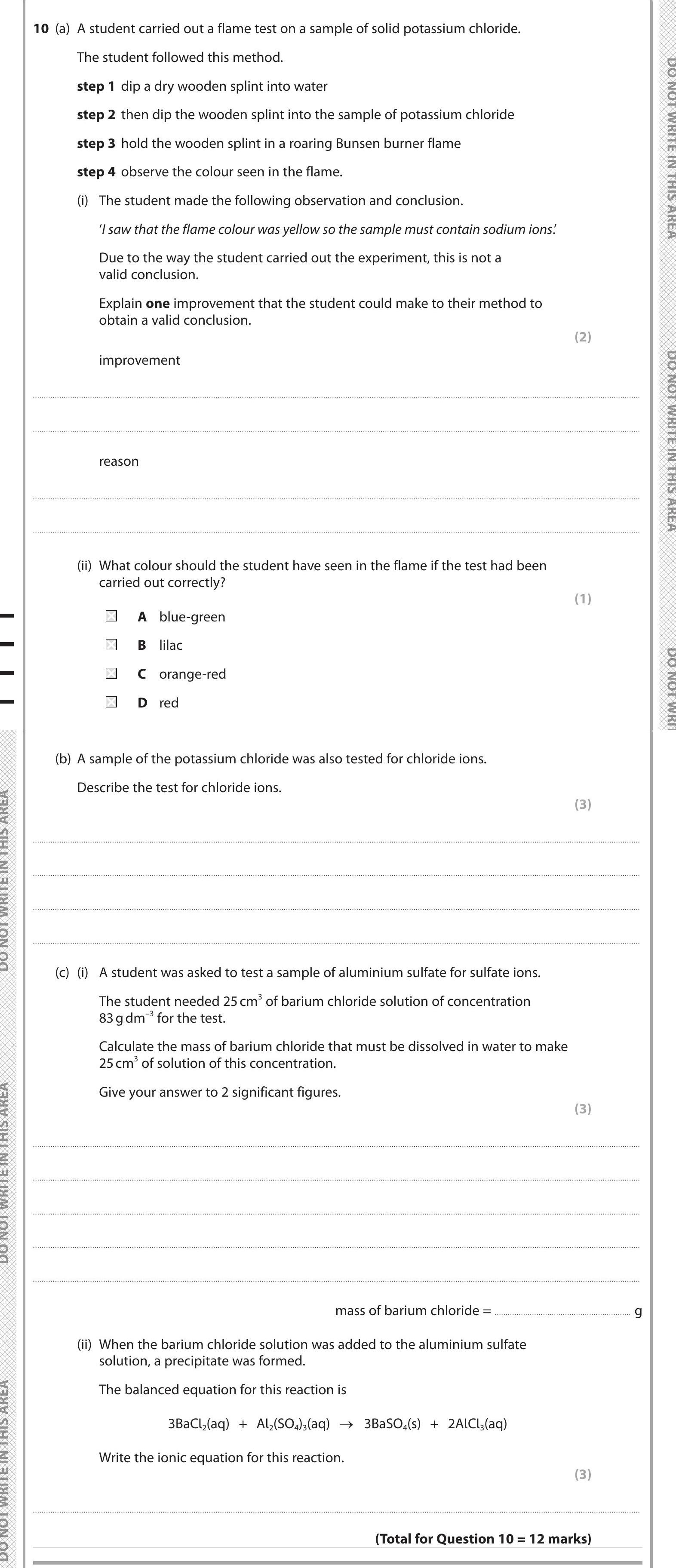 GCSE Edexcel Chemistry Negative ions- Sulphate test: A student carried ...