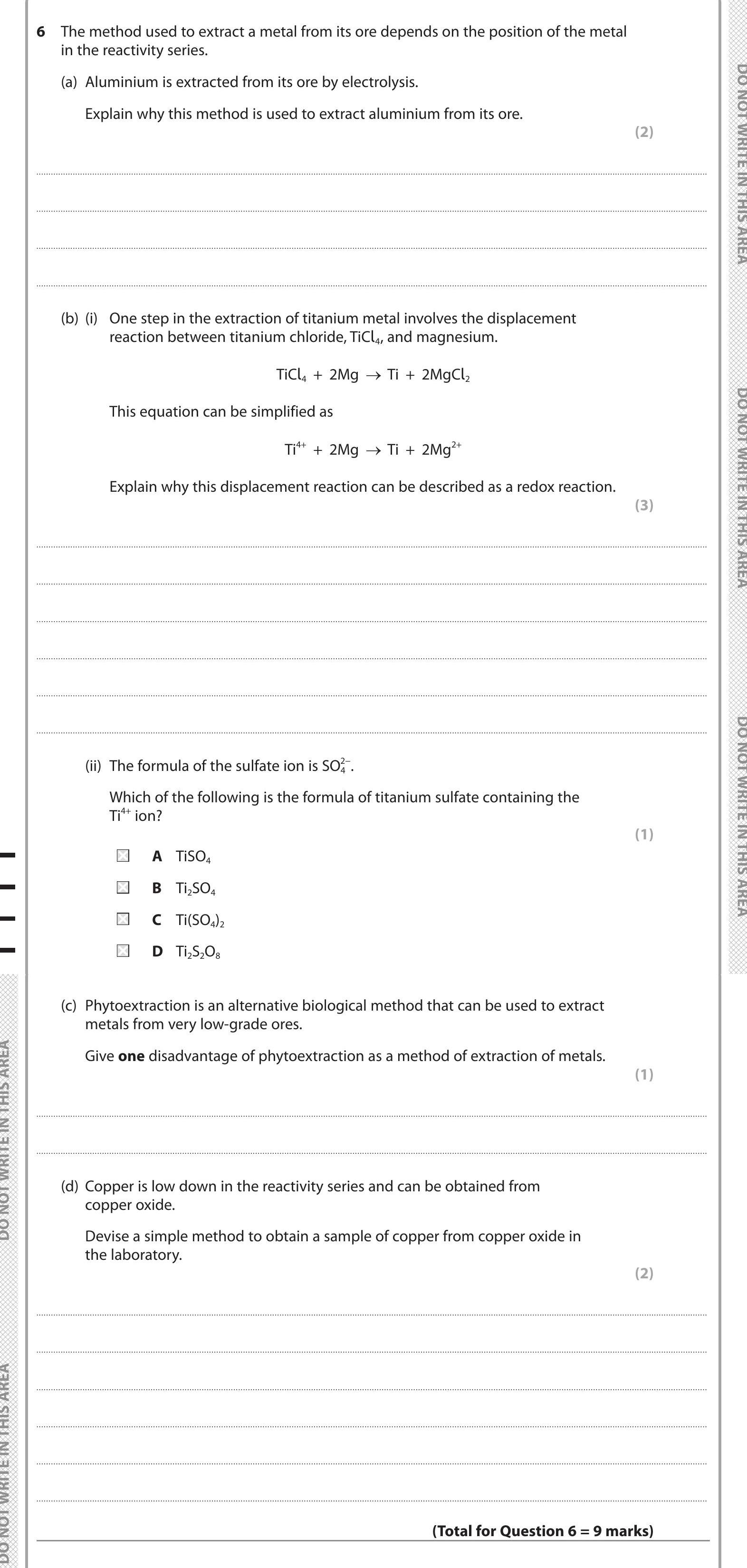 GCSE Edexcel Chemistry Electrolysis to extract metals: The method used ...