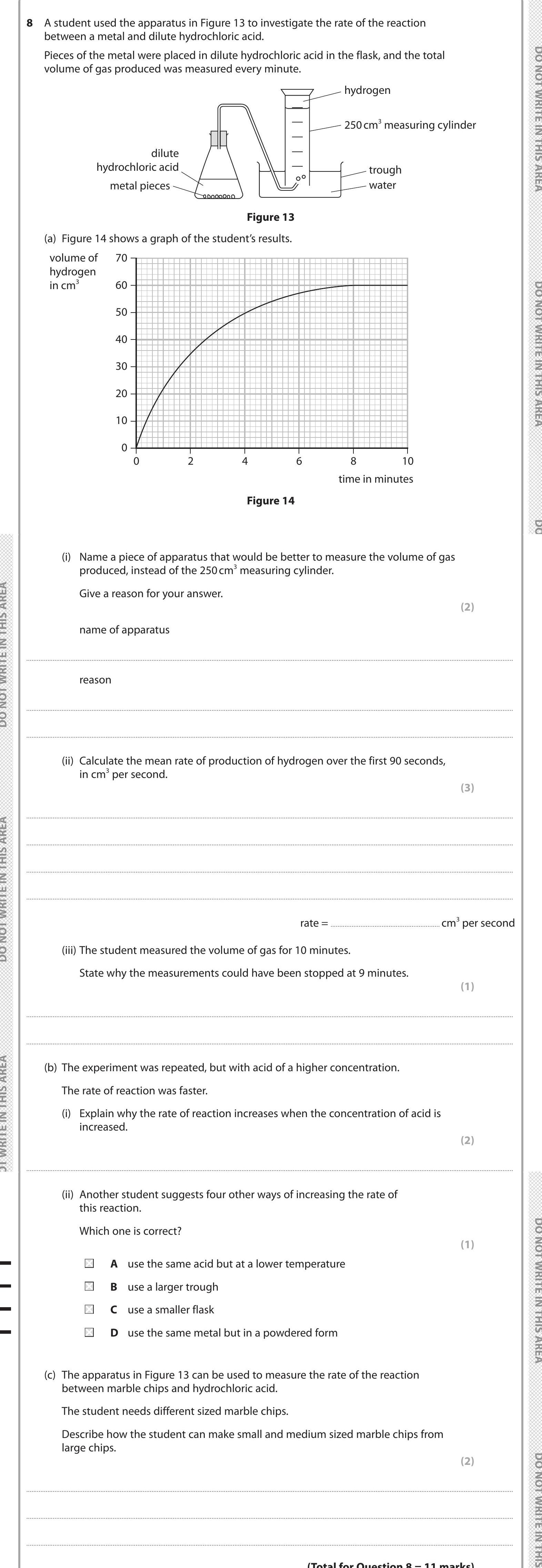 GCSE Edexcel Chemistry Rates of reaction: A student used the apparatus in