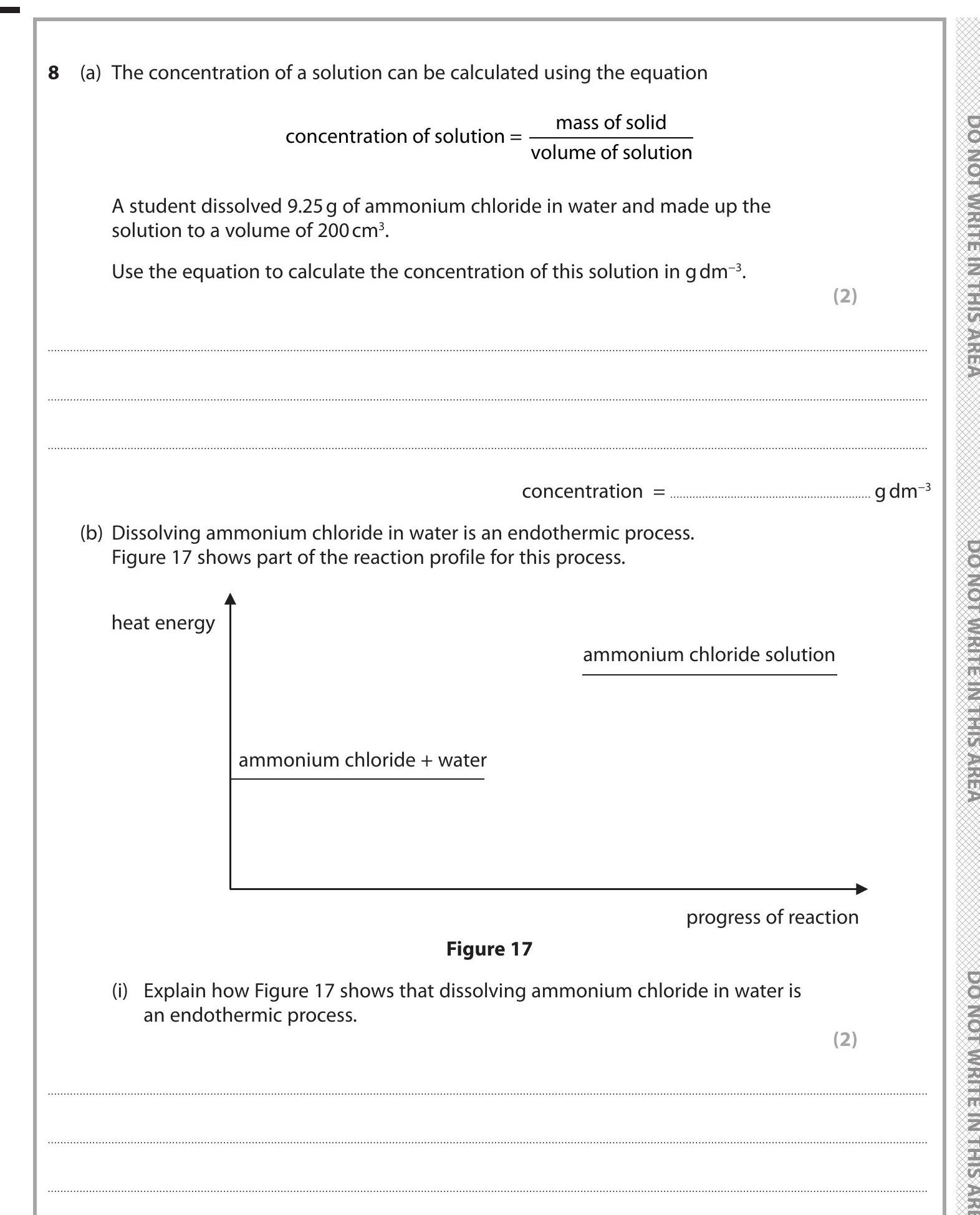 GCSE Edexcel Chemistry Endothermic and exothermic reactions: 8 (a) The ...