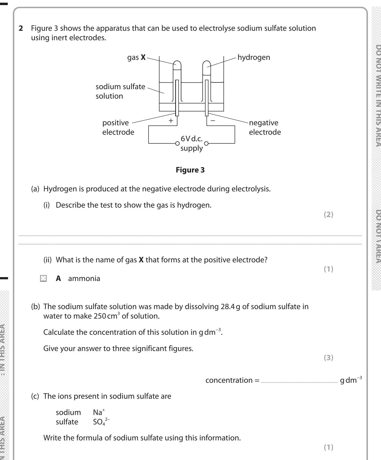 GCSE Edexcel Chemistry The Process of Electrolysis: Figure 3 shows the ...