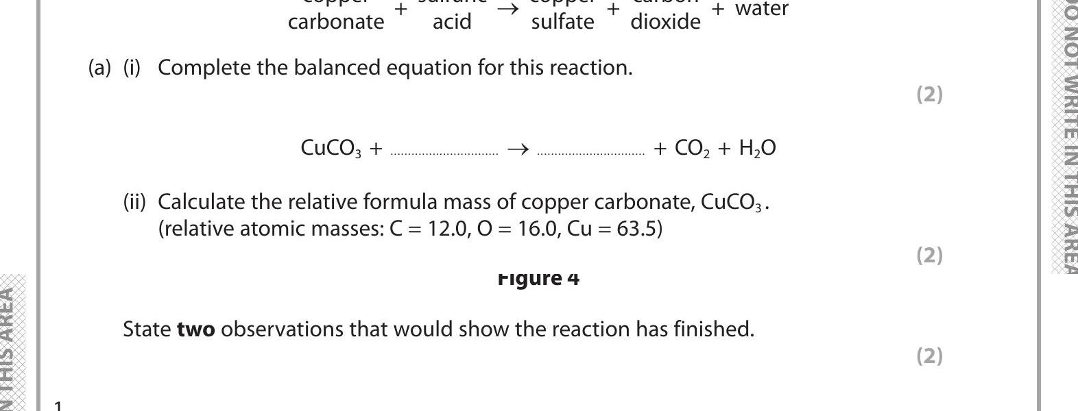 GCSE Edexcel Chemistry Relative formula Mass: Complete the balanced ...