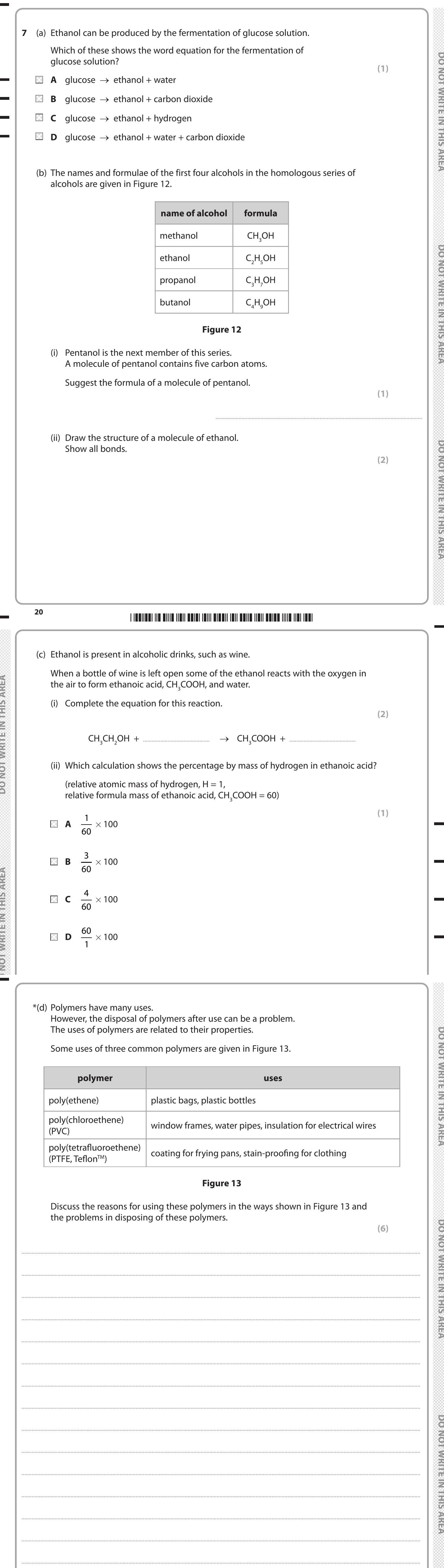 GCSE Edexcel Chemistry Condensation polymers: Ethanol can be produced ...