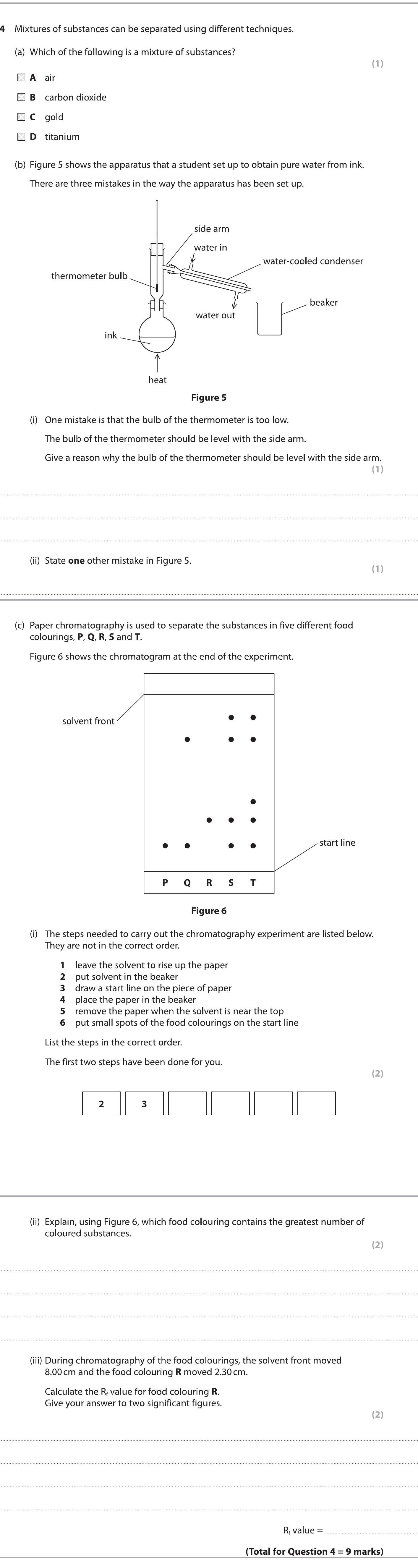 GCSE Edexcel Chemistry Chromatography: 4. Mixtures of substances can be