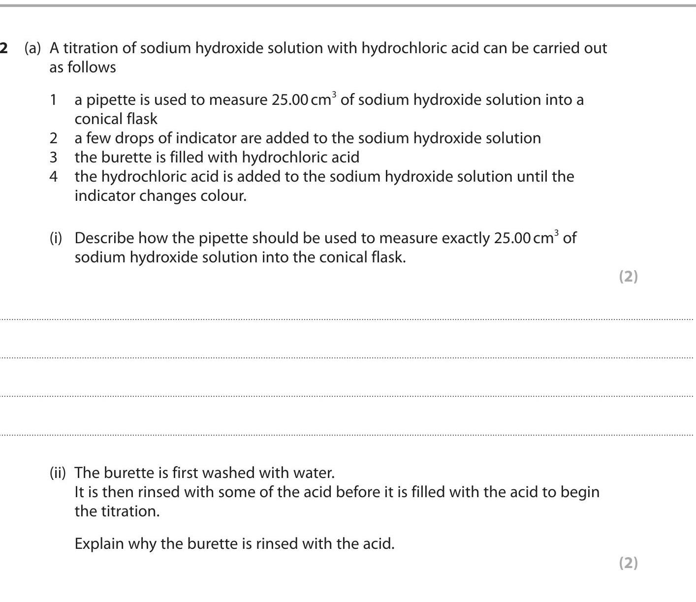 GCSE Edexcel Chemistry Titrations: A titration of sodium hydroxide