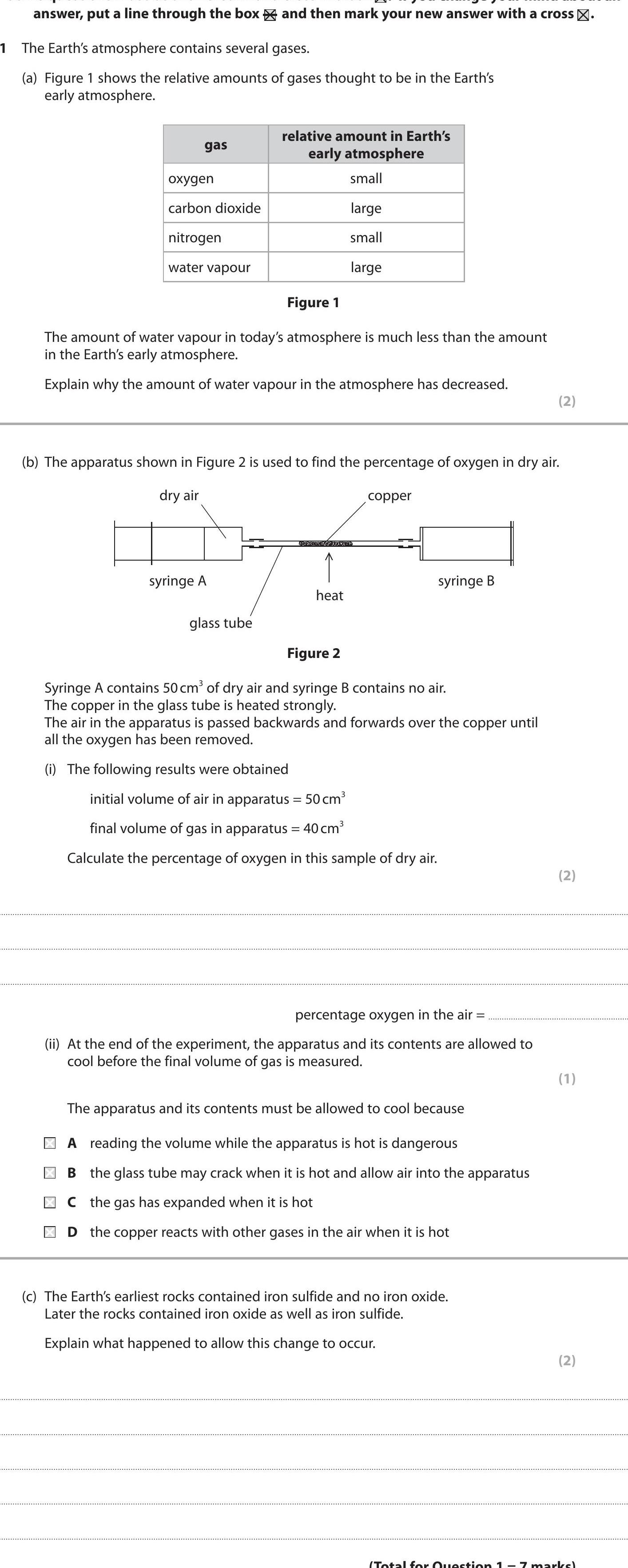 GCSE Edexcel Chemistry The Atmosphere: The Earth’s atmosphere contains