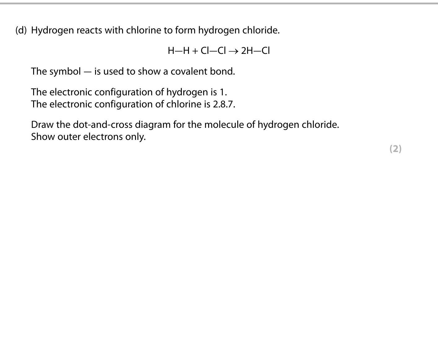 GCSE Edexcel Chemistry Rates of reaction: Hydrogen reacts with chlorine to