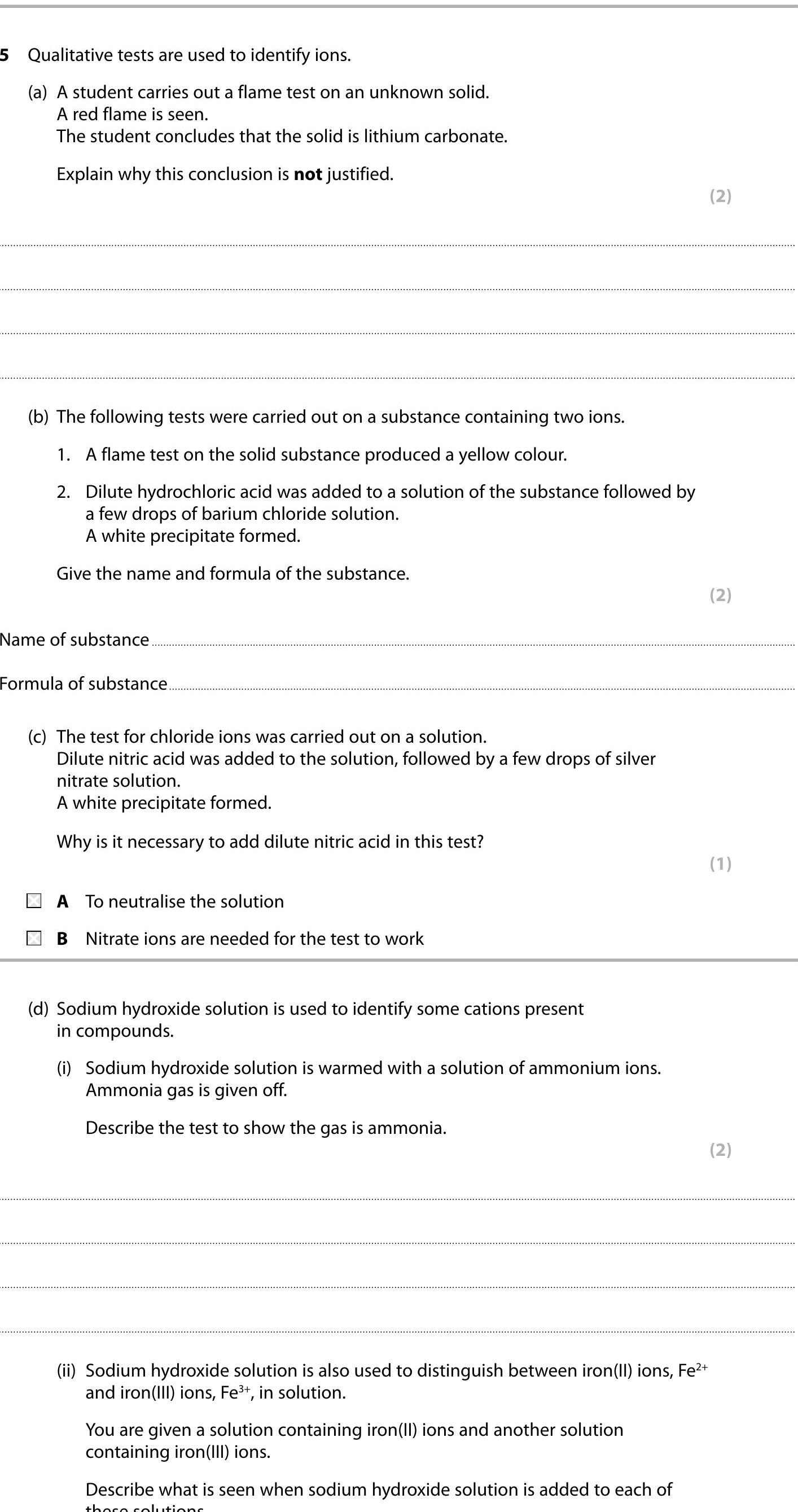 GCSE Edexcel Chemistry Alloys as Useful Materials: Qualitative tests ...