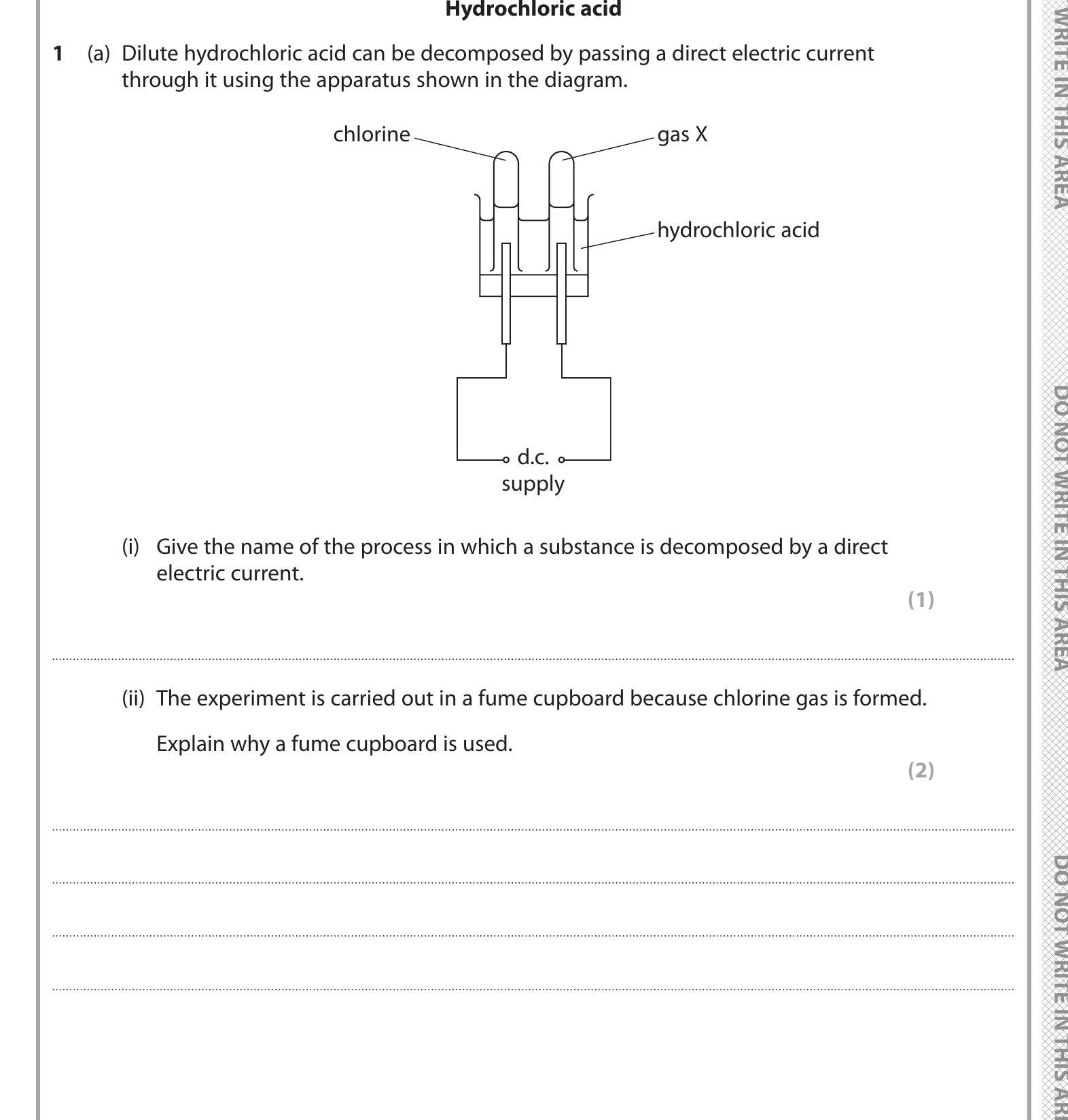 GCSE Edexcel Chemistry Acids and alkalis: 1 (a) Dilute hydrochloric acid c