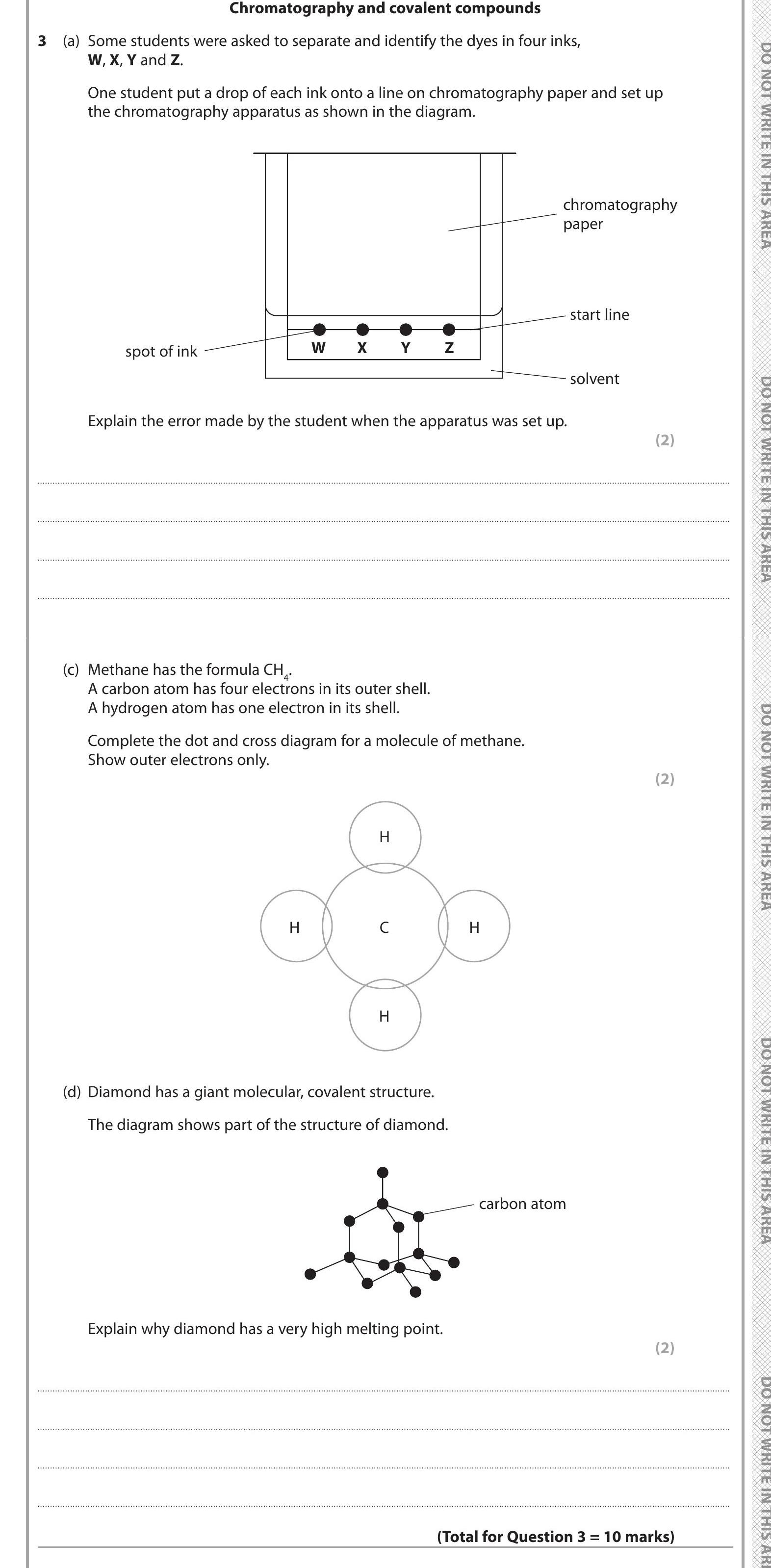 GCSE Edexcel Chemistry Chromatography: Some students were asked to sepa