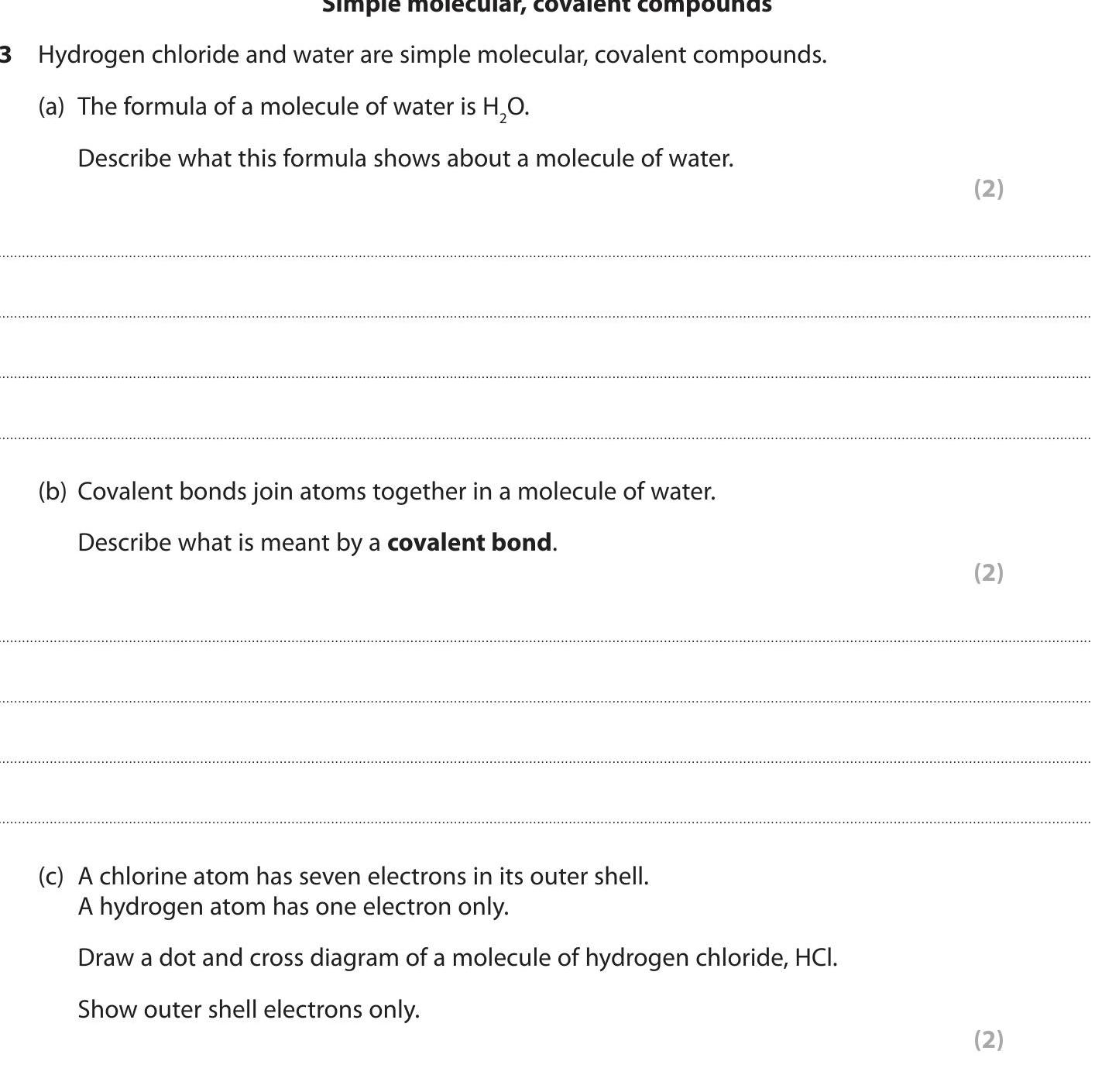 GCSE Edexcel Chemistry Simple molecular structures: Hydrogen chloride ...