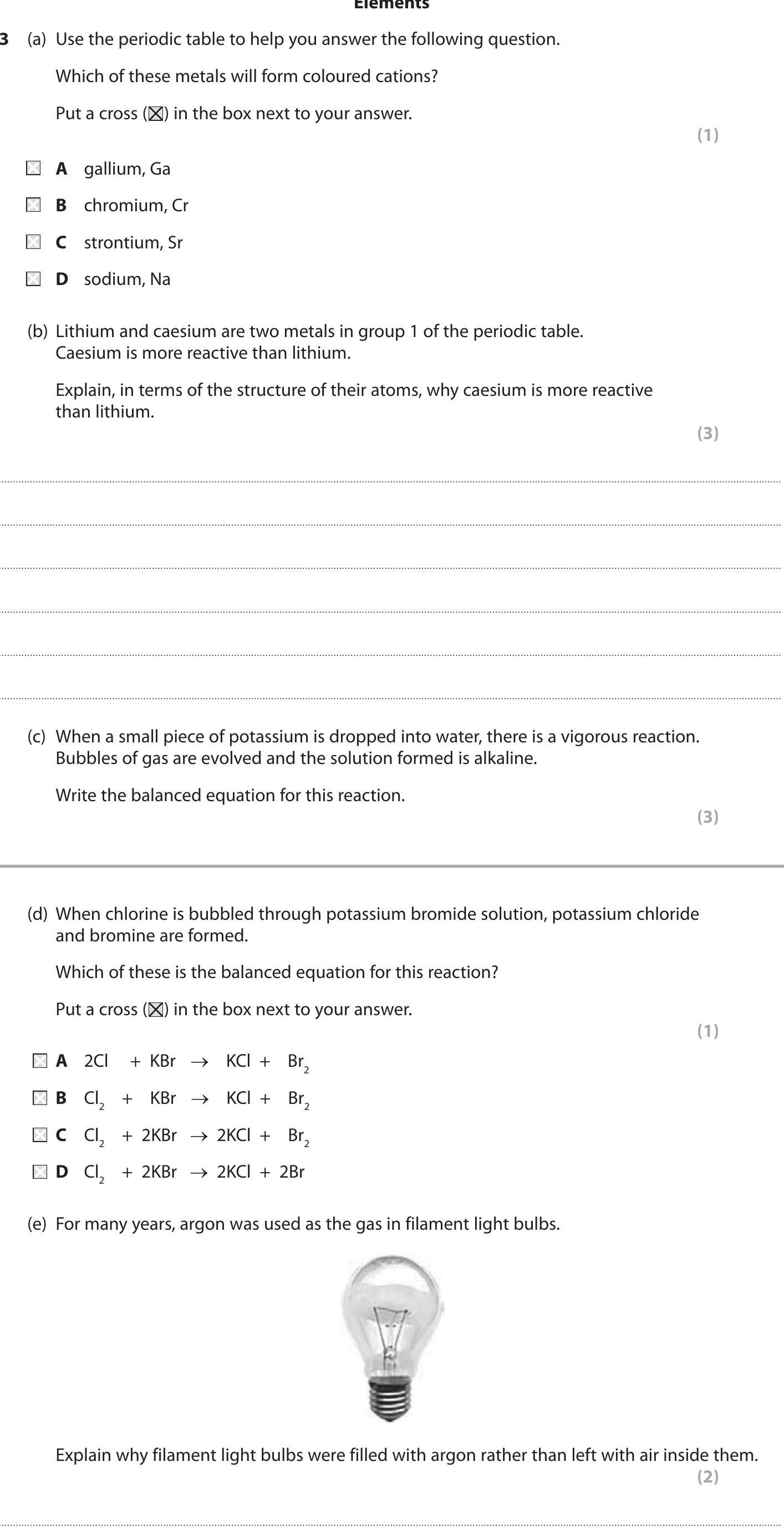 GCSE Edexcel Chemistry Halogen displacement reactions: Use the periodic ...