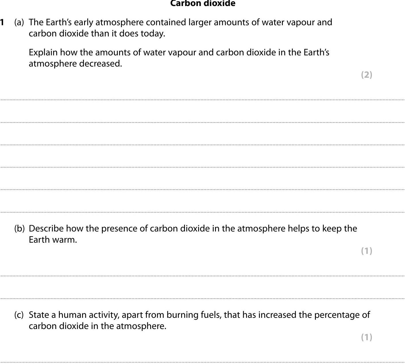 GCSE Edexcel Chemistry Greenhouse Gases: The Earth’s early atmosphere con