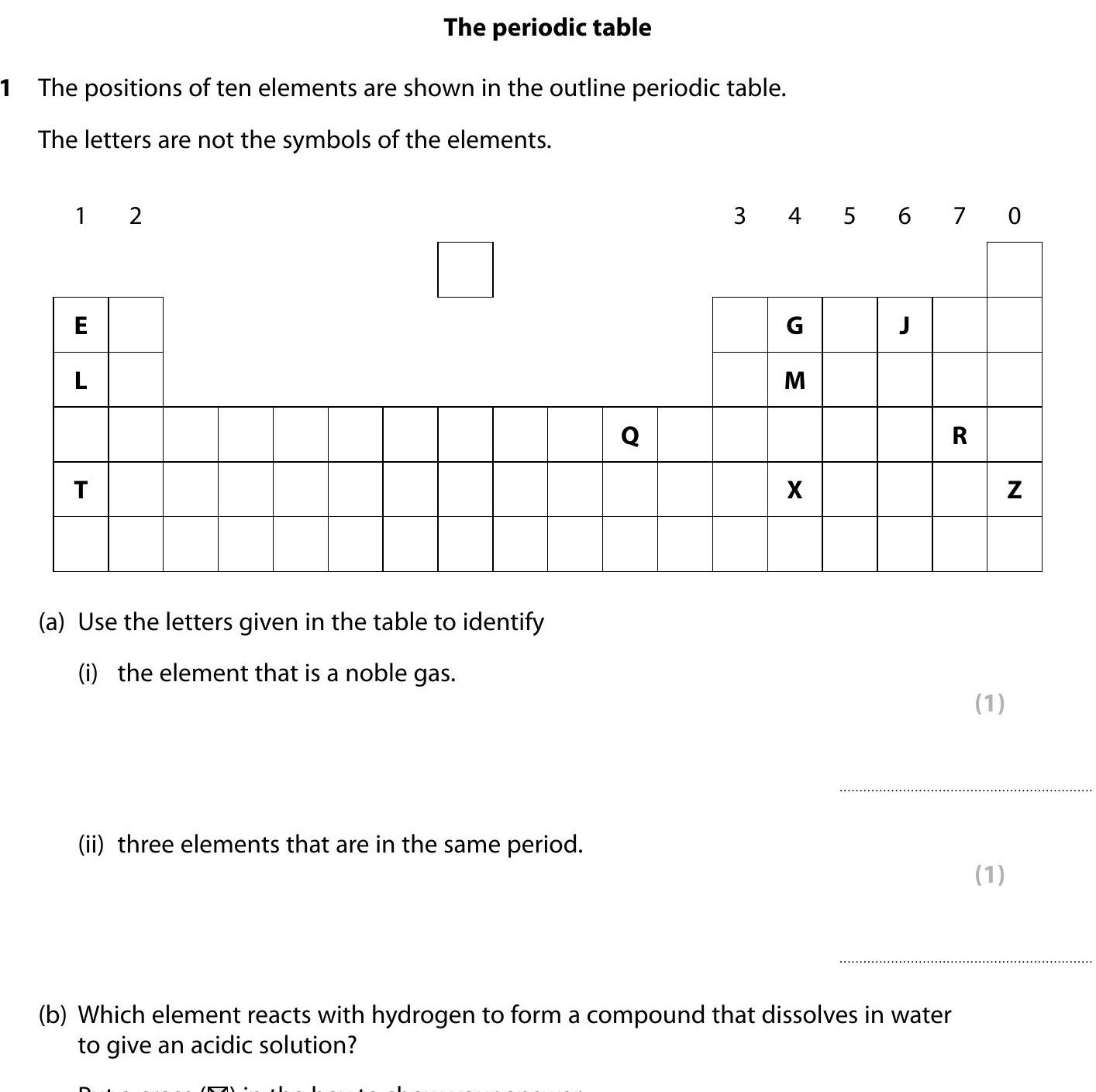 GCSE Edexcel Chemistry Group 7 – Halogens: The positions of ten elements ar