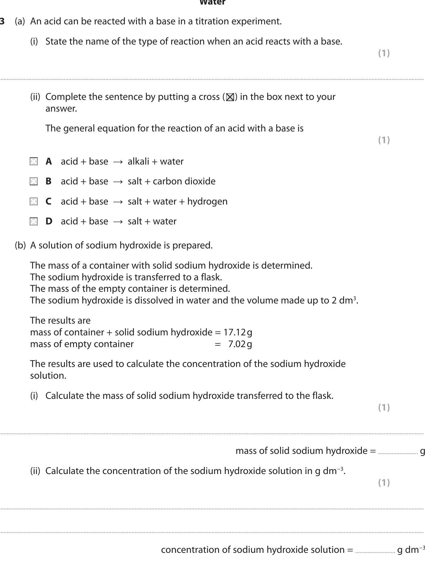 GCSE Edexcel Chemistry Titrations: An acid can be reacted with a ba