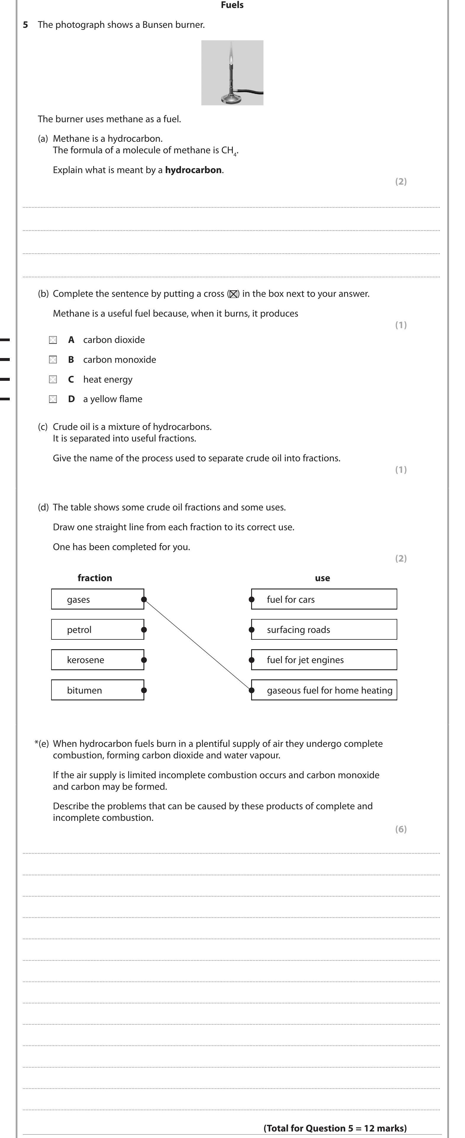 GCSE Edexcel Chemistry Saturated Hydrocarbons: The photograph shows a ...