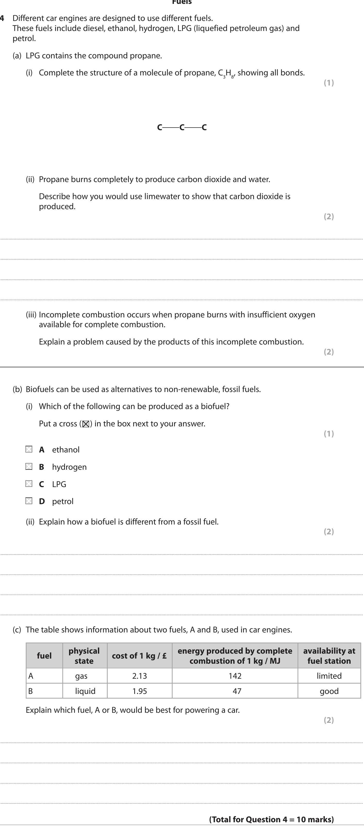 GCSE Edexcel Chemistry Unsaturated Hydrocarbons: Different car engines ...