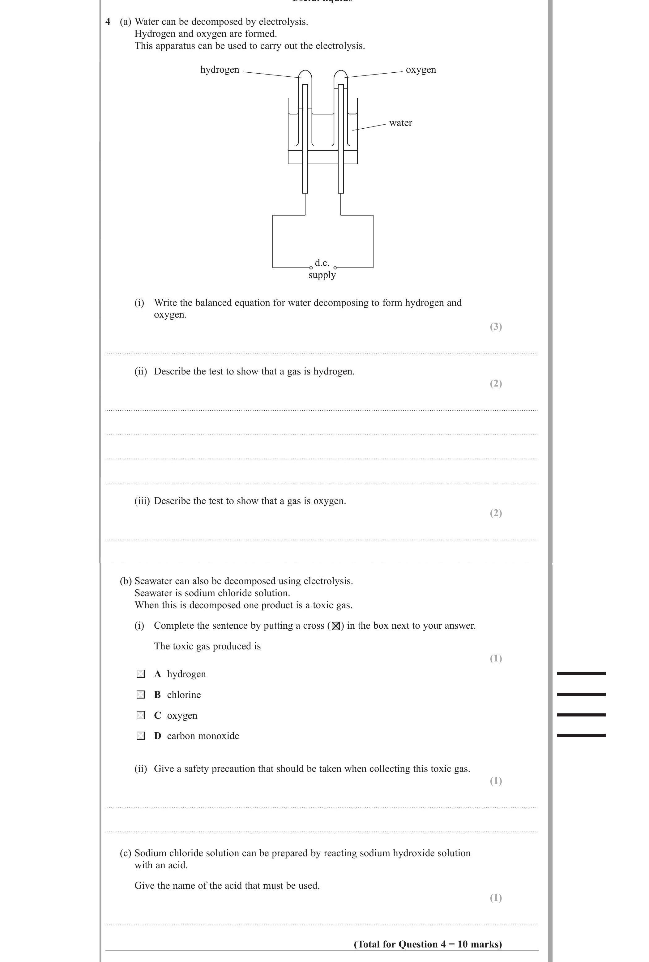 GCSE Edexcel Chemistry The Process of Electrolysis: water can be ...