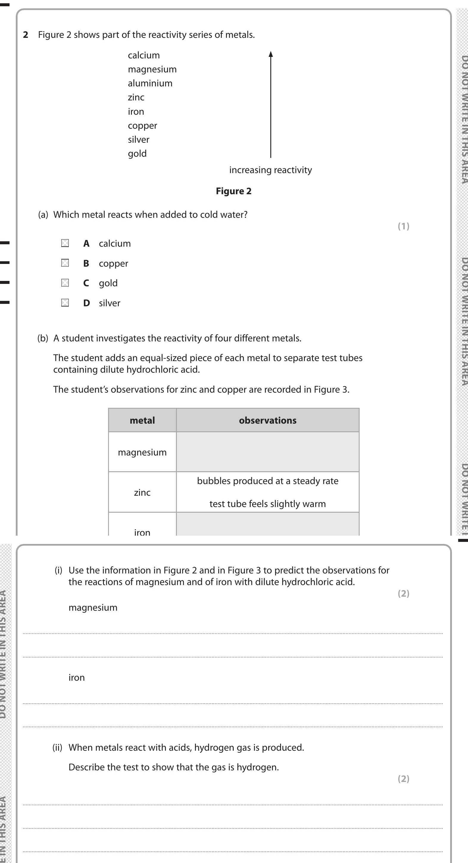 GCSE Edexcel Chemistry Combined Science The Reactivity Series: Figure 2 ...