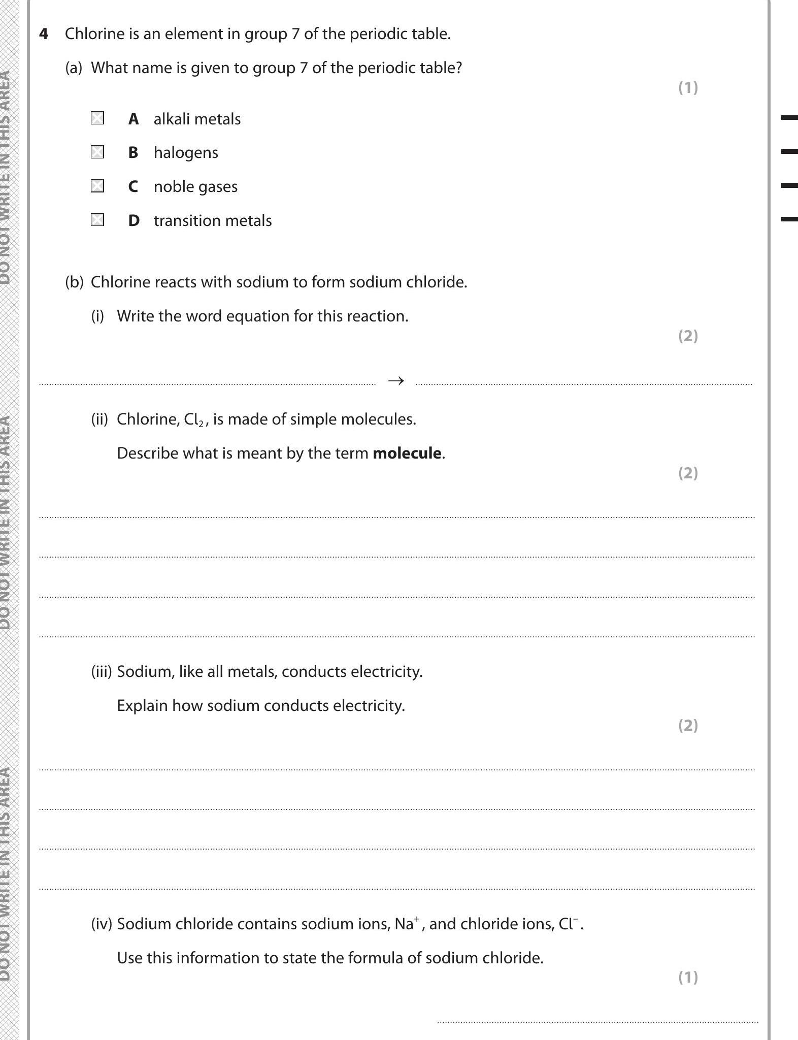 GCSE Edexcel Chemistry Combined Science Ionic bonding: 4. Chlorine is ...