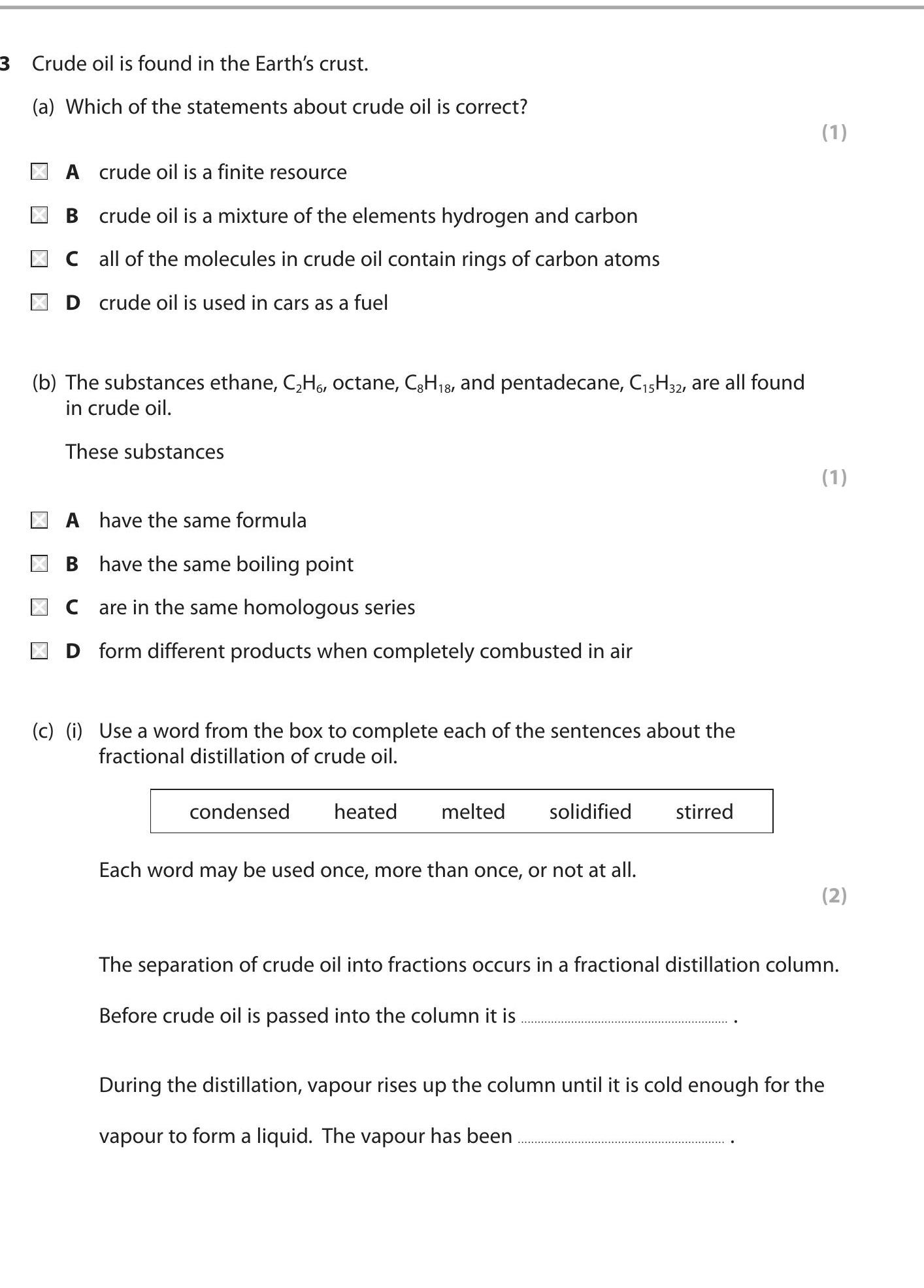GCSE Edexcel Chemistry Combined Science Homologous series: Crude oil is ...