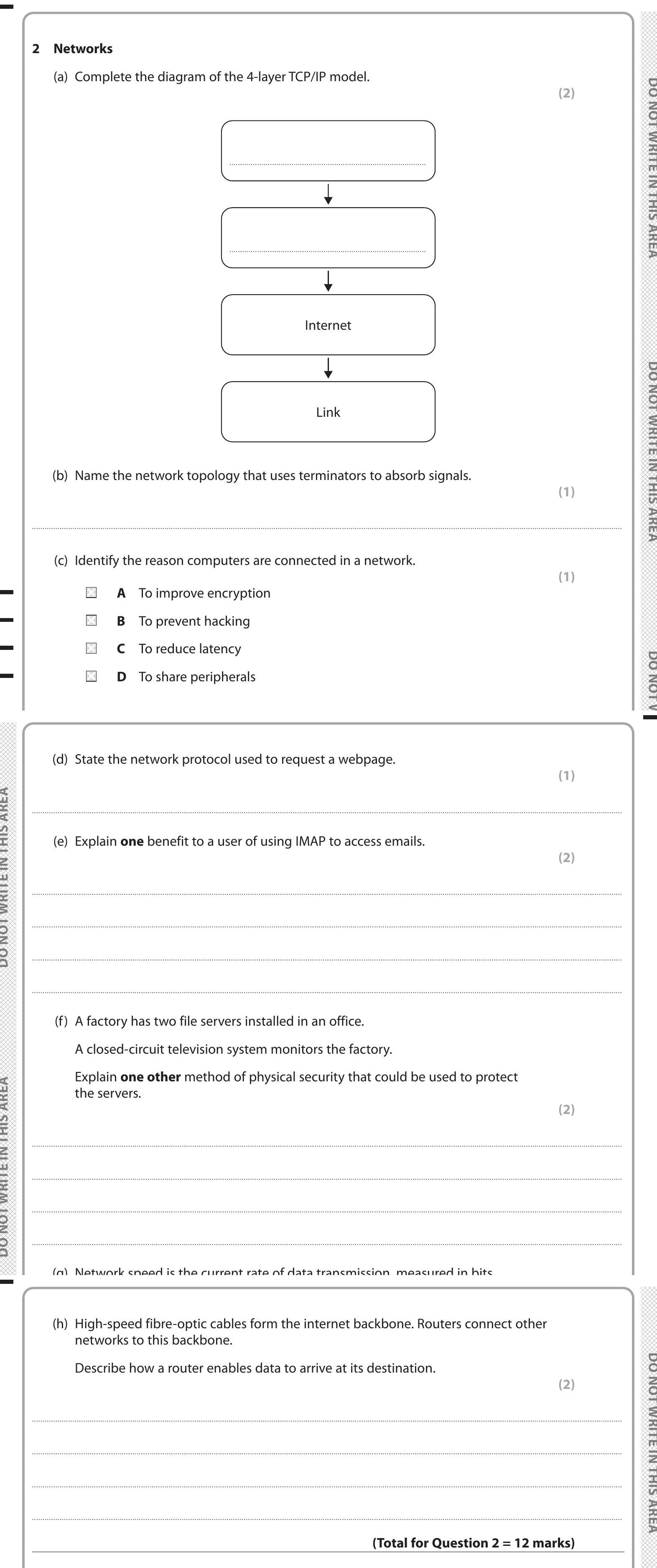 GCSE Edexcel Computer Science Networks & Topologies: Complete the ...