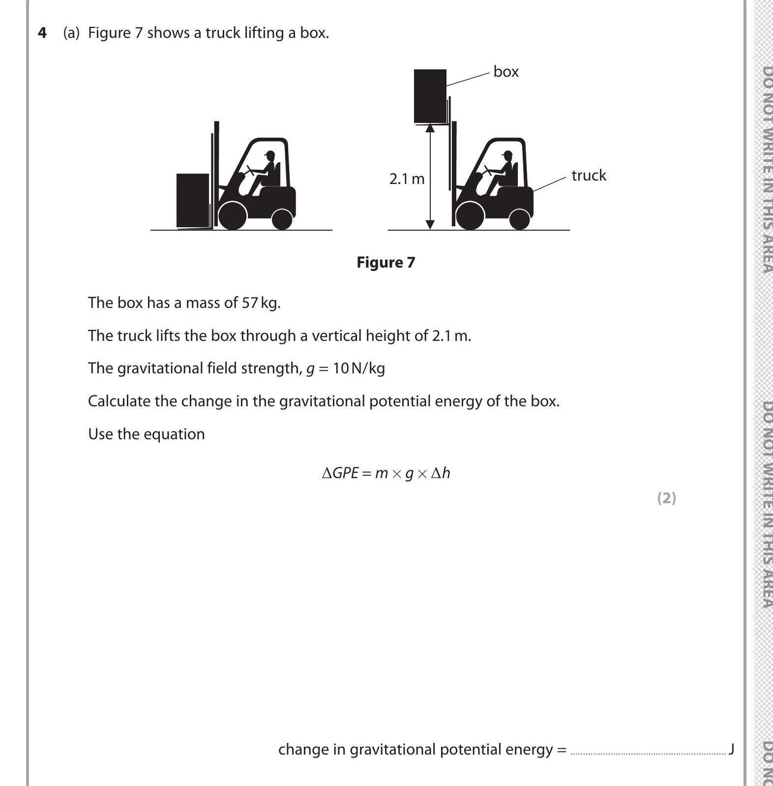 GCSE Edexcel Physics Kinetic Energy: The box has a mass of 57 kg. The