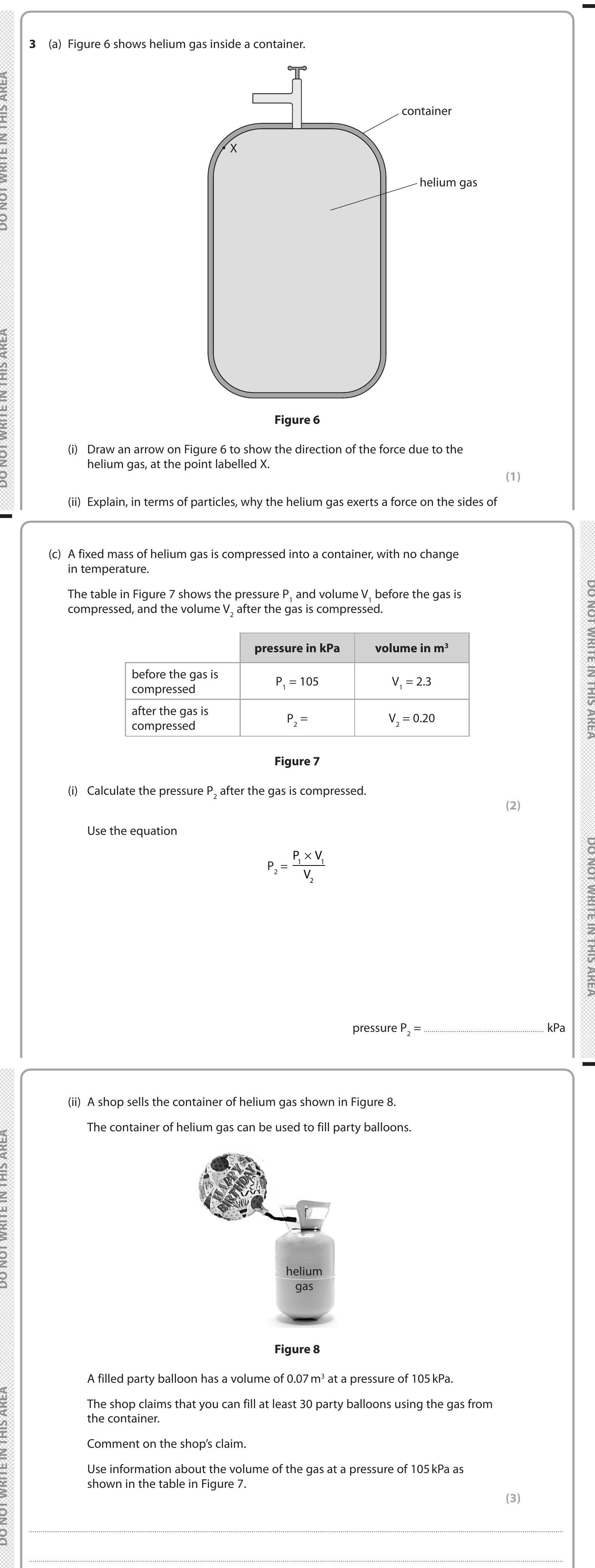 GCSE Edexcel Physics Kinetic Theory: Figure 6 shows helium gas inside