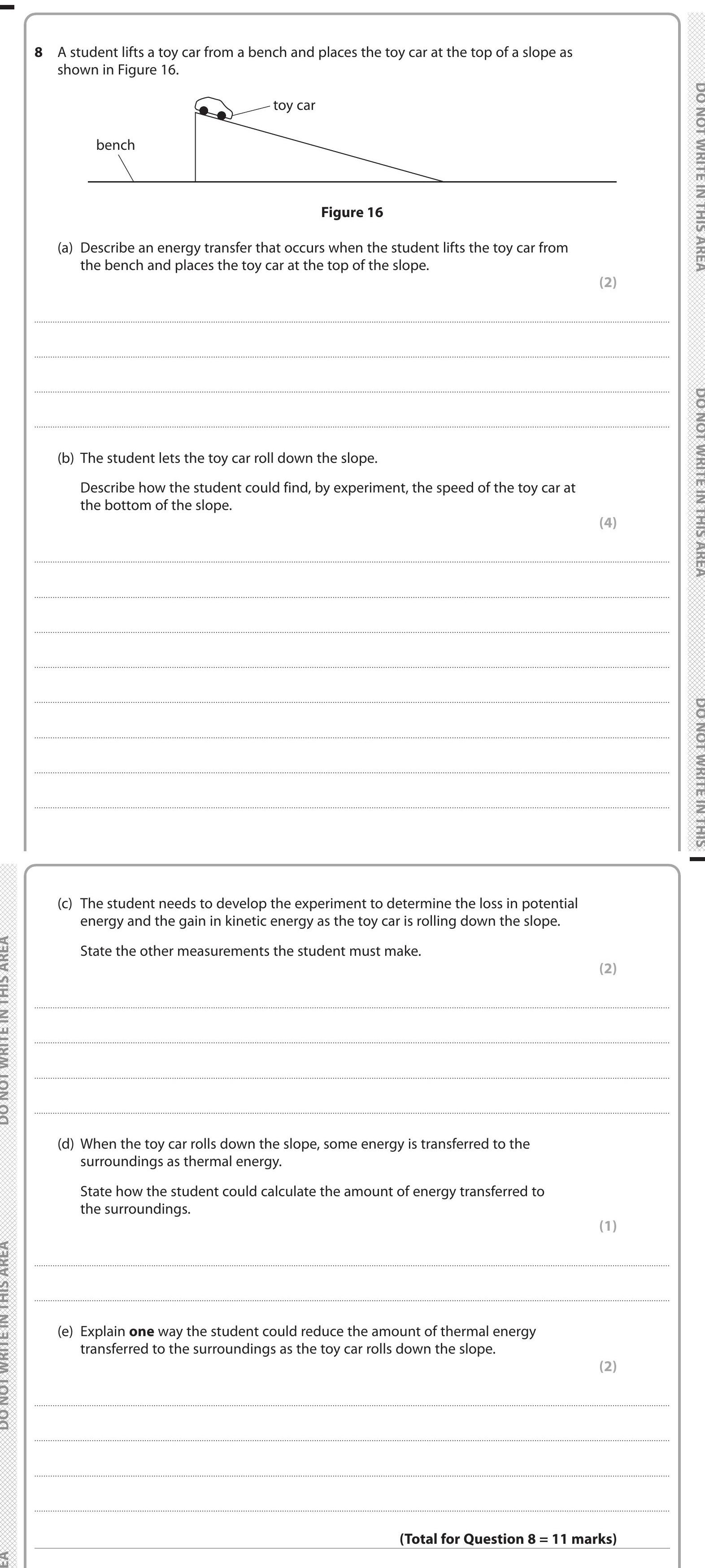 GCSE Edexcel Physics Energy stores & Transfers: A student lifts a toy ...