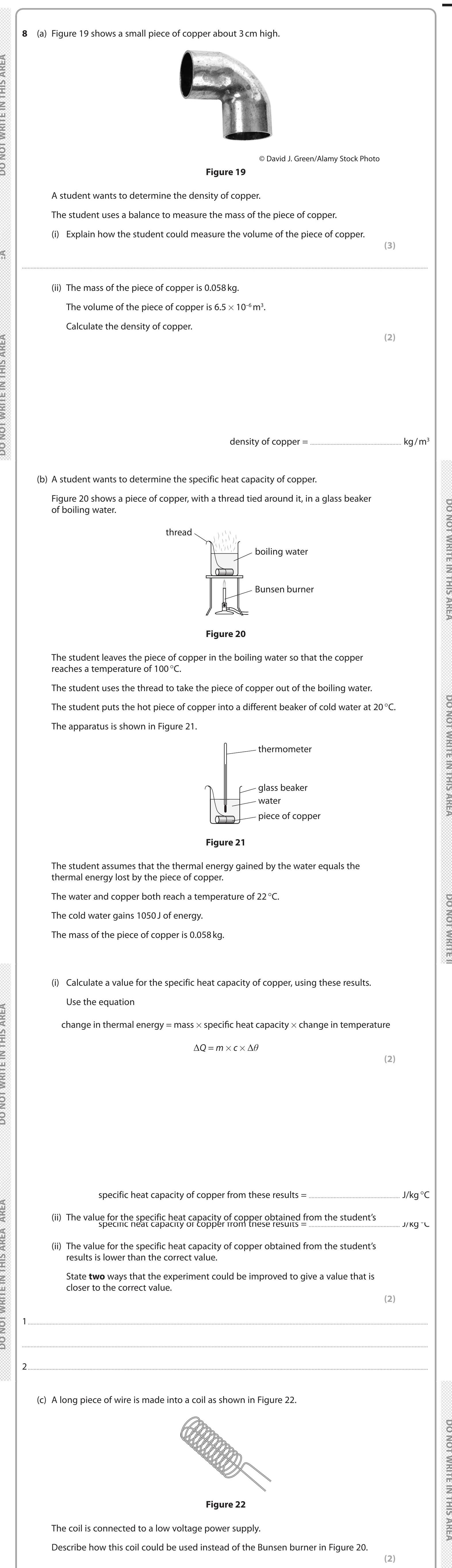 GCSE Edexcel Physics Specific heat capacity: Figure 19 shows a small piece of
