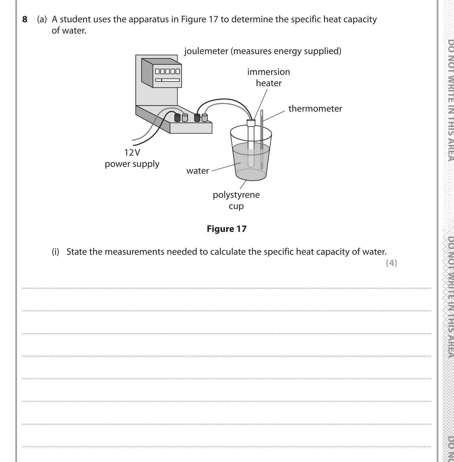 GCSE Edexcel Physics Specific heat capacity: A student uses the apparatus in