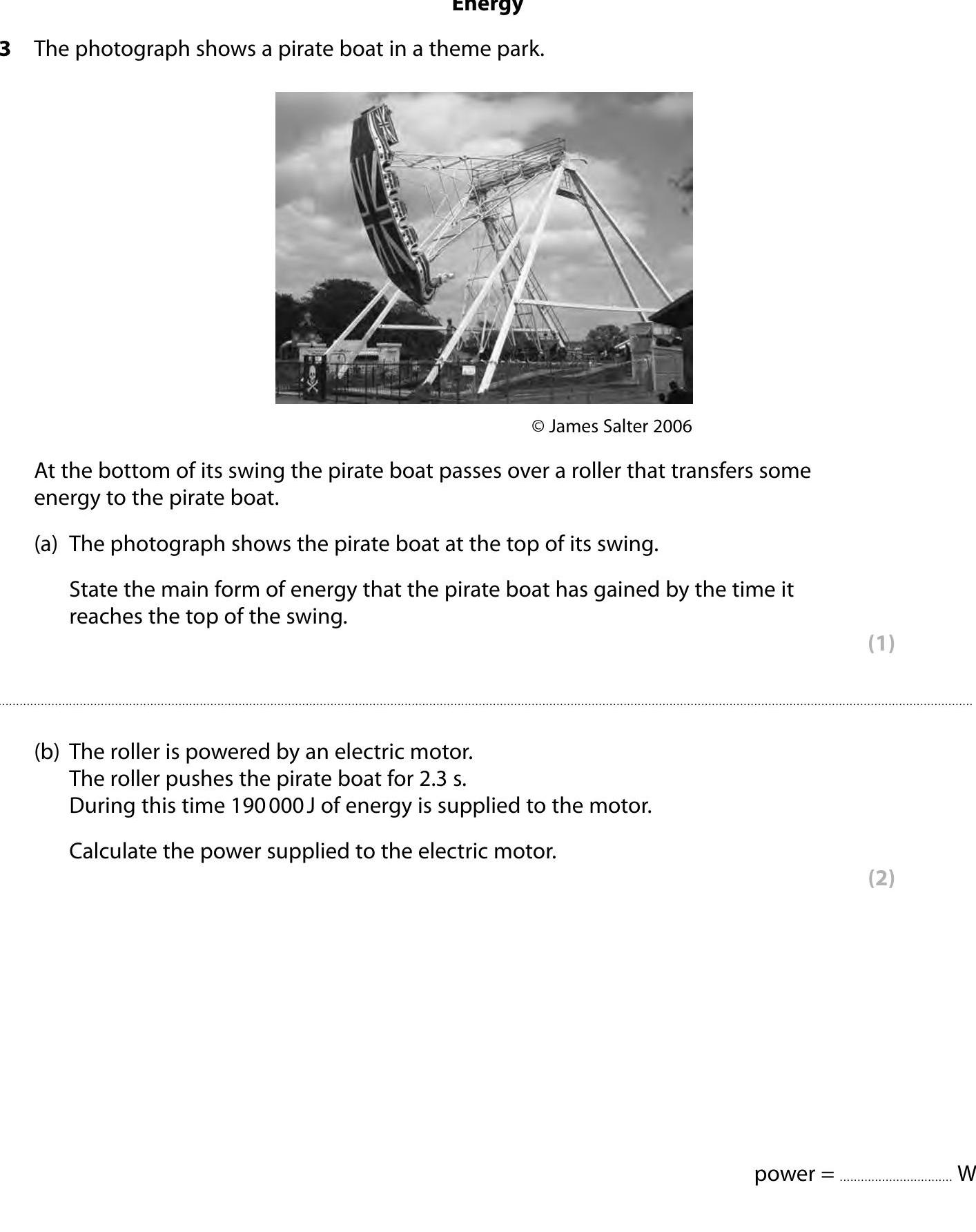GCSE Edexcel Physics Power: At the bottom of its swing the p