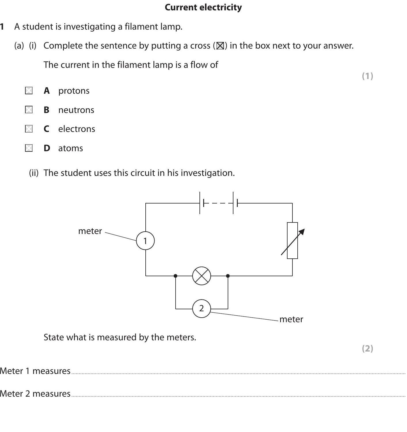 GCSE Edexcel Physics Circuit symbols: A student is investigating a fil