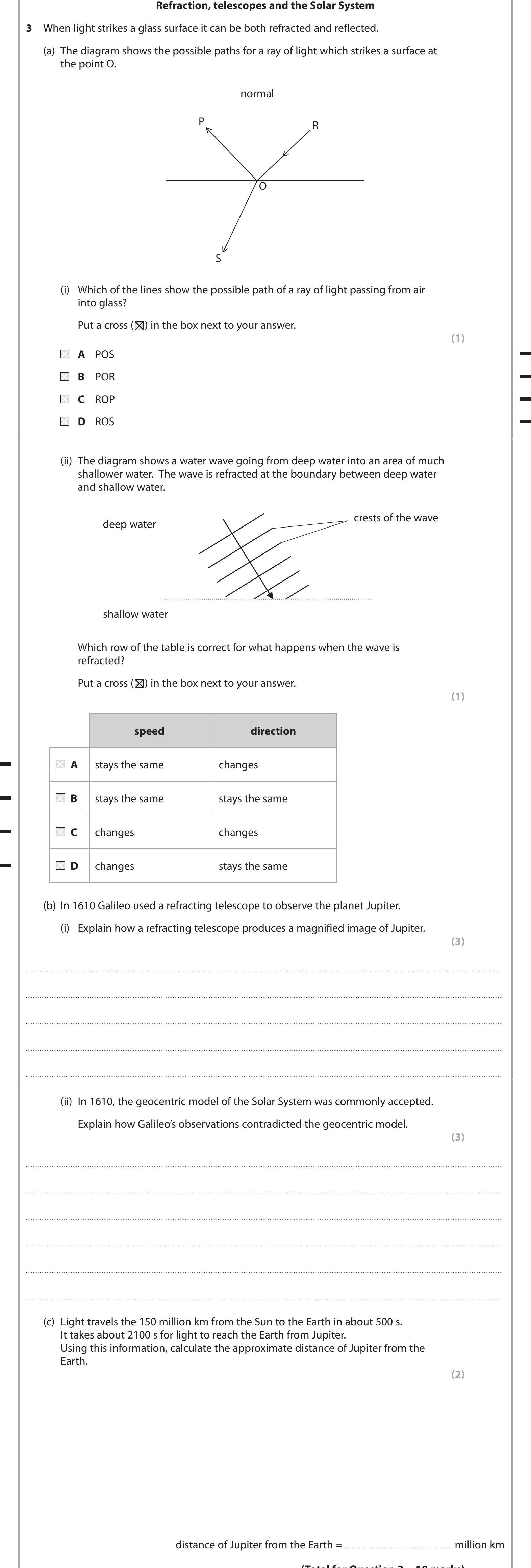 GCSE Edexcel Physics Solar system: 3 When light strikes a glass sur