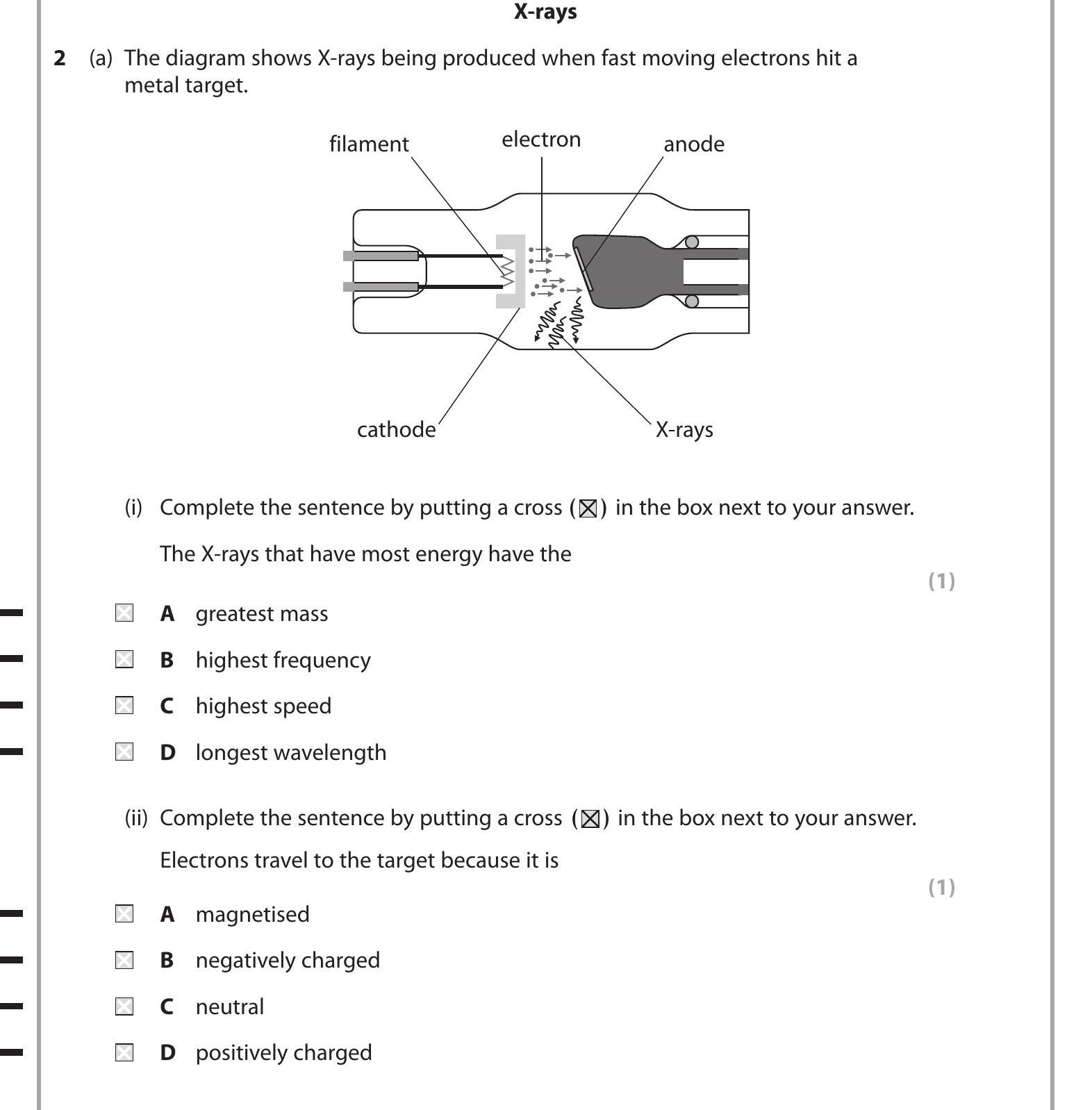 GCSE Edexcel Physics Electromagnetic spectrum: The diagram shows X-rays ...