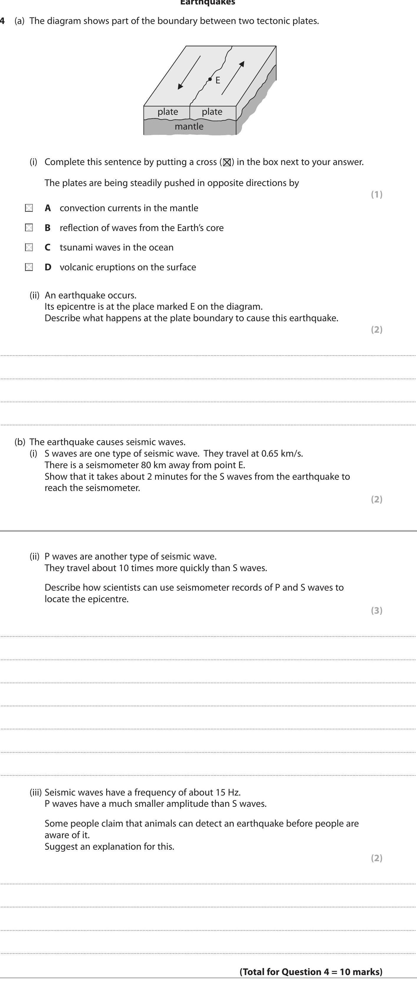 GCSE Edexcel Physics Infrared & seismic waves: The diagram shows part ...