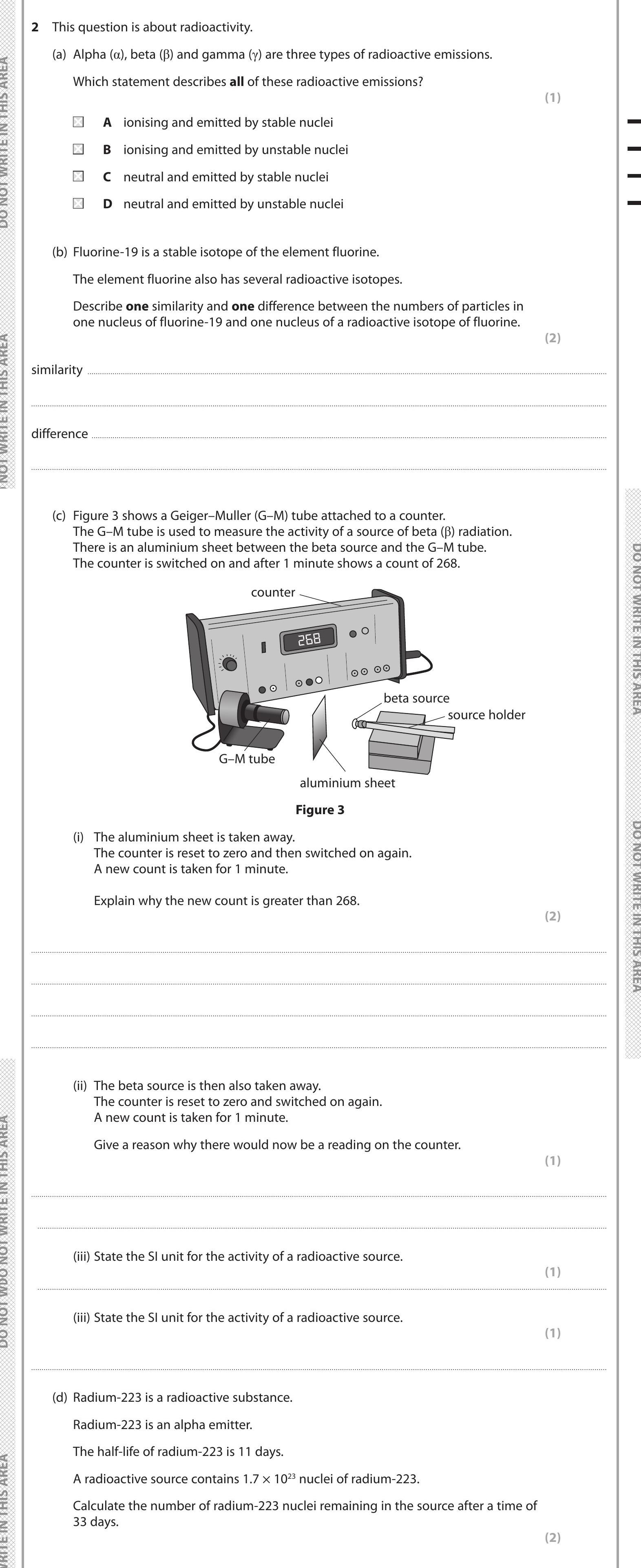 GCSE Edexcel Physics Combined Science Half-life: This question is about ...