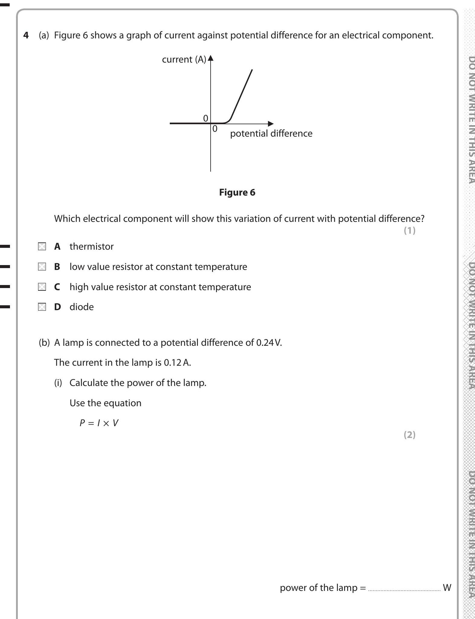 GCSE Edexcel Physics Combined Science Potential difference & resistance: Figure 6 shows a graph ...