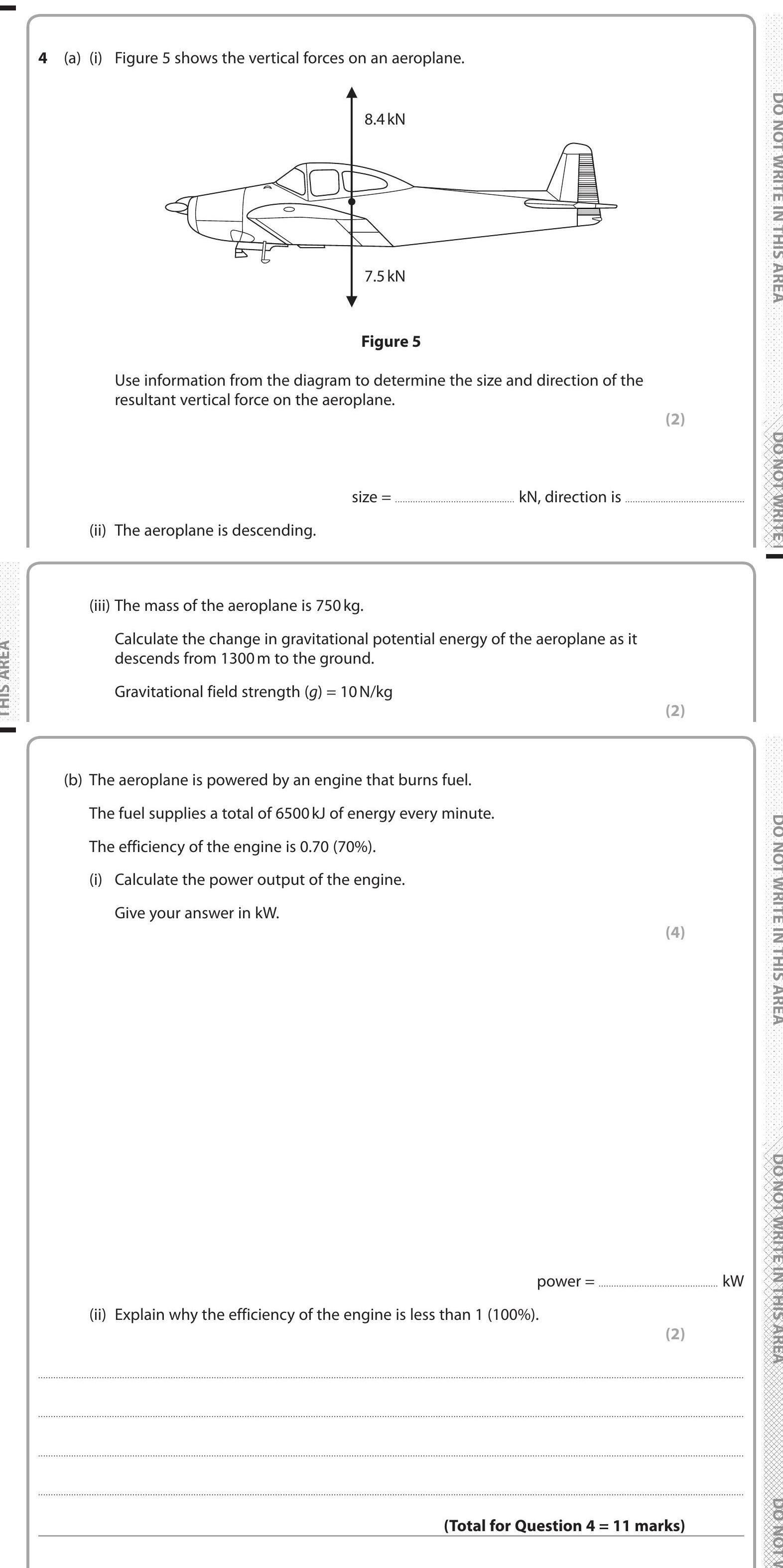 GCSE Edexcel Physics Combined Science Resultant Forces: 4 (a) (i ...