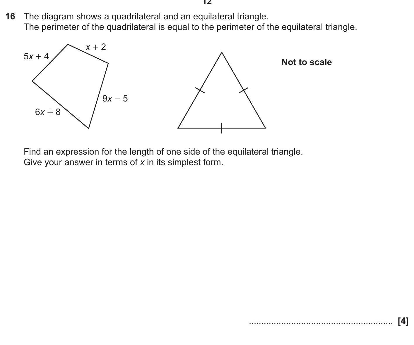 GCSE OCR Maths Solving equations: The diagram shows a quadrilatera