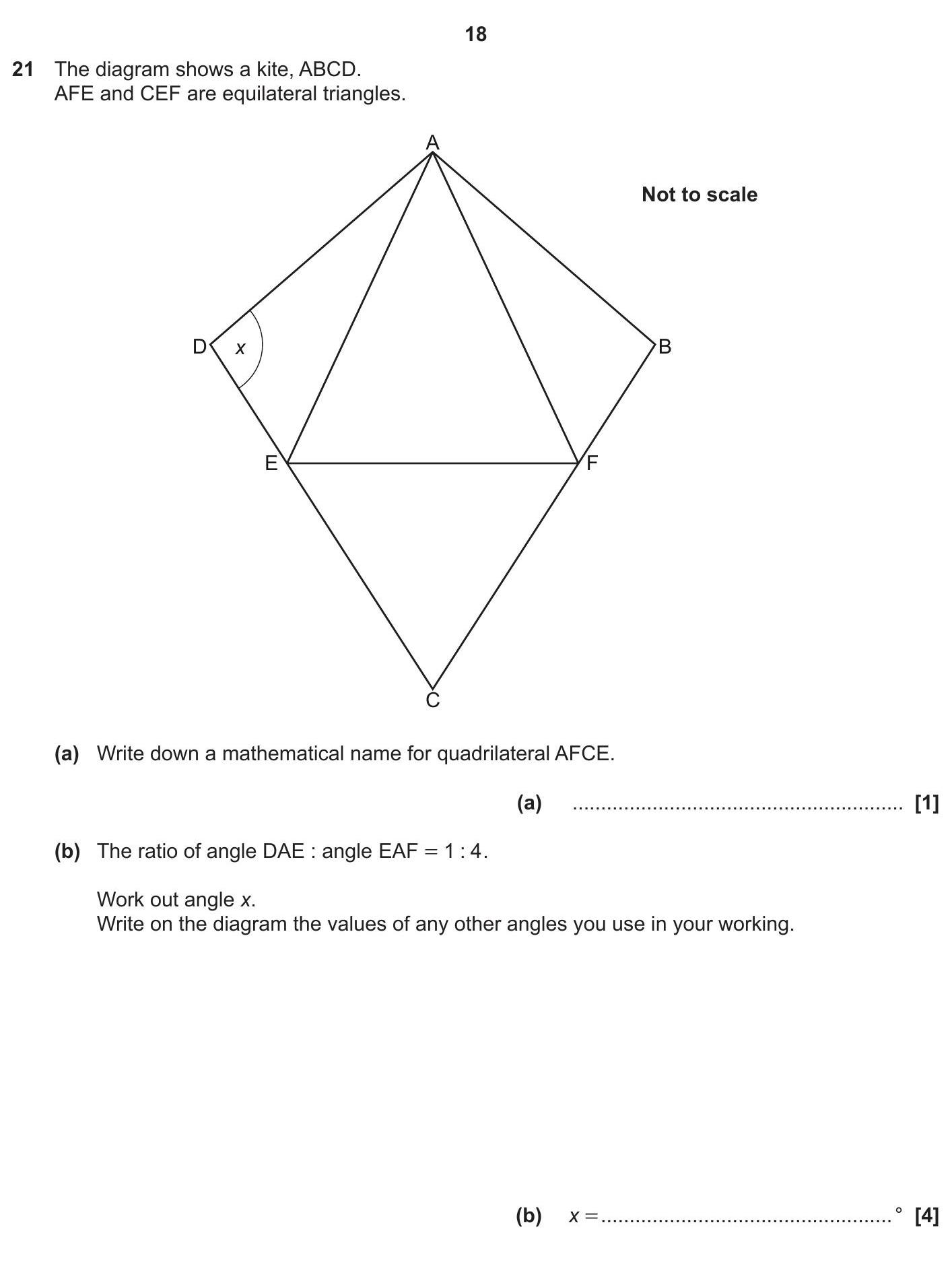 GCSE OCR Maths 3D trigonometry: The diagram shows a kite, ABCD.