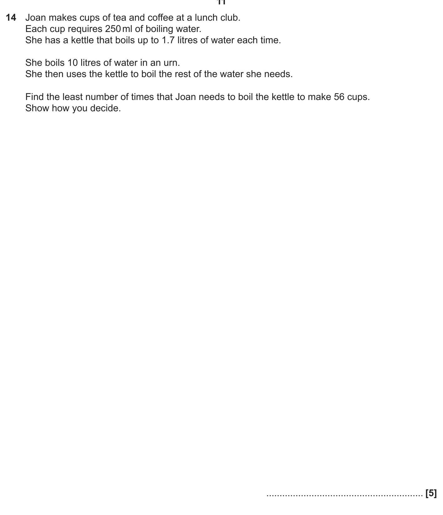 GCSE OCR Maths Proportion: Joan makes cups of tea and coffe