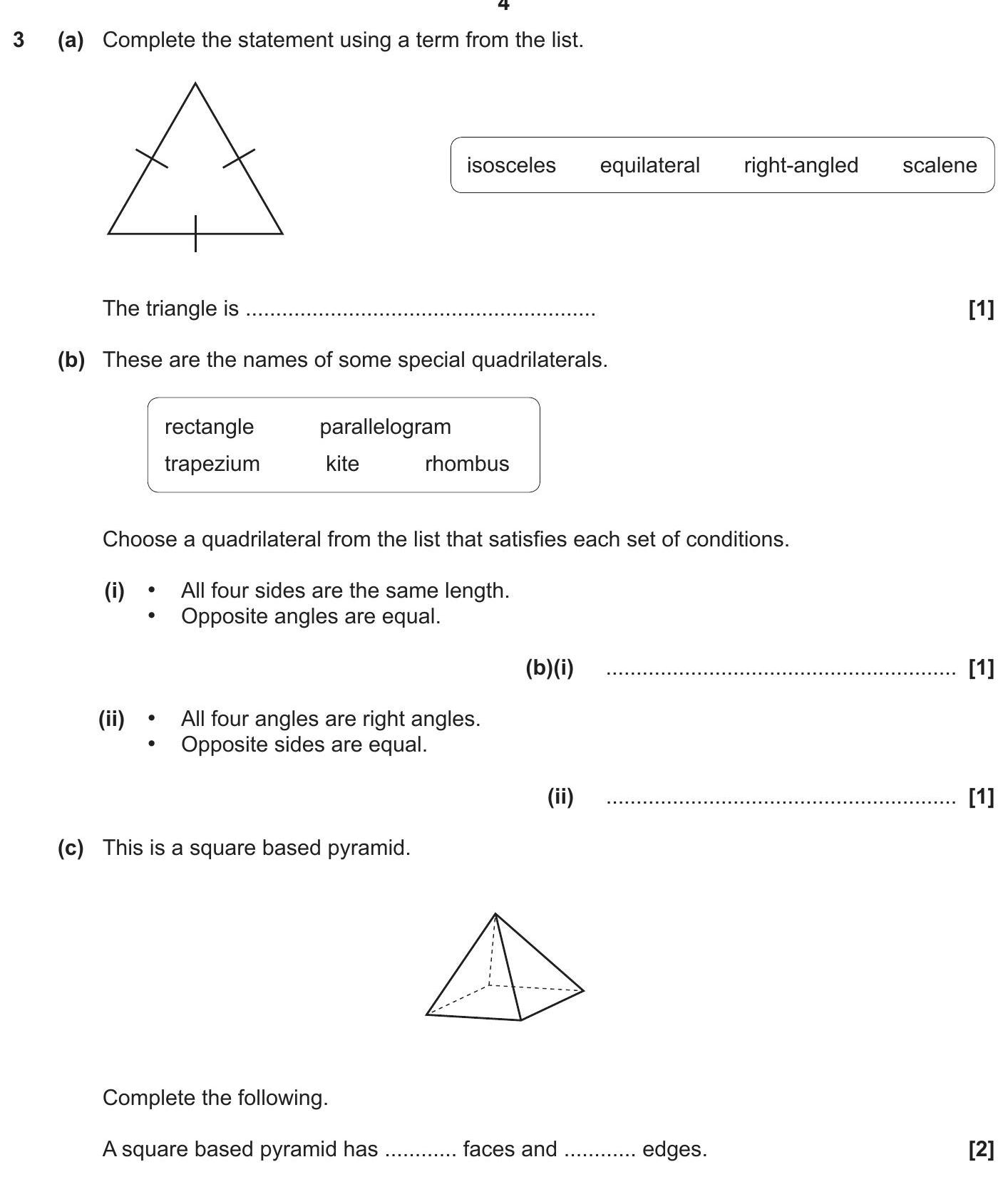GCSE OCR Maths Angle Facts: 3 (a) Complete the statement usi