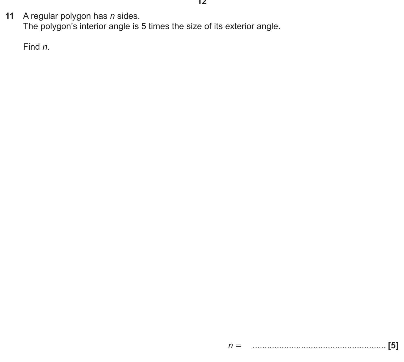 GCSE OCR Maths Polygons: A regular polygon has n sides. T