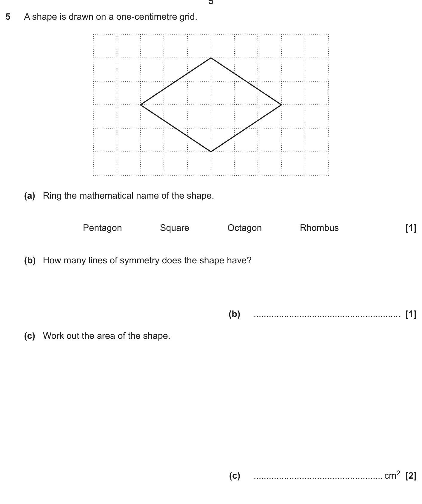 GCSE OCR Maths Angle Facts: A shape is drawn on a one-centim