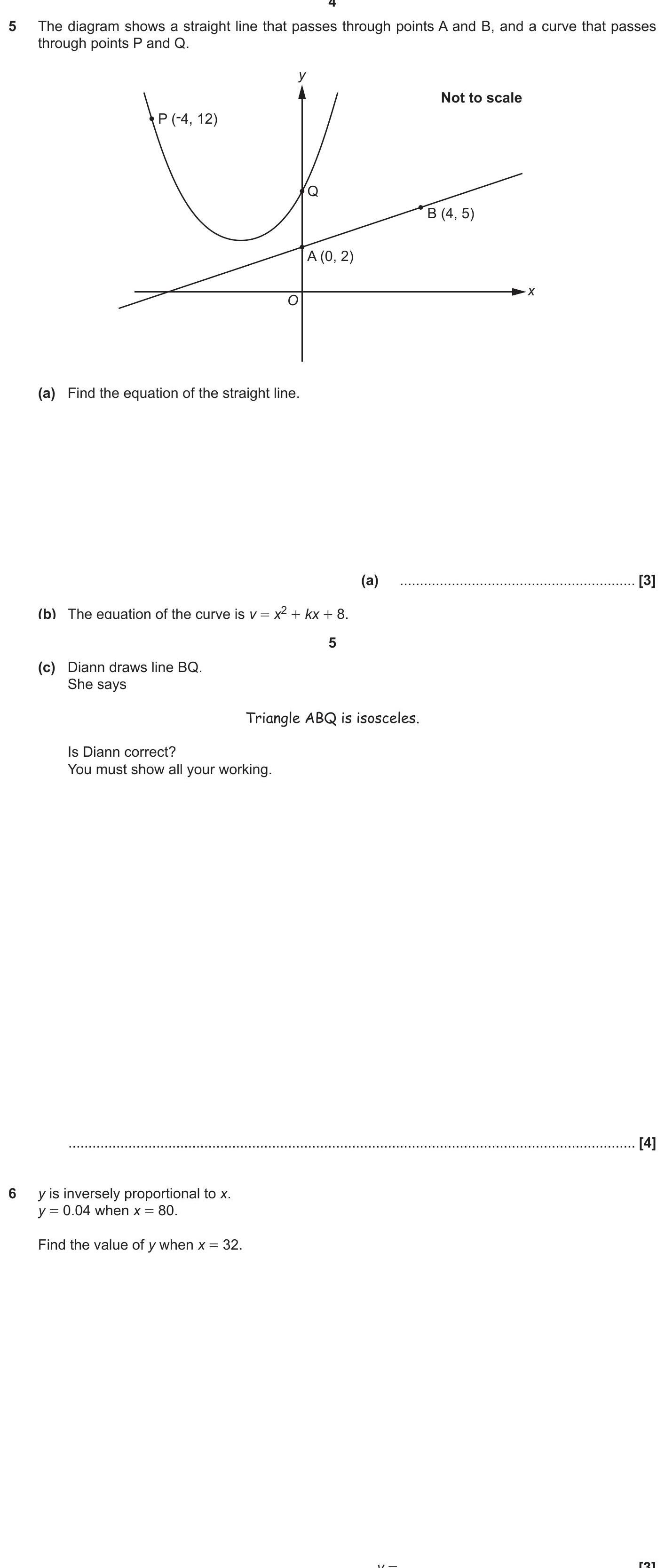 GCSE OCR Maths Angle Facts: The diagram shows a straight lin