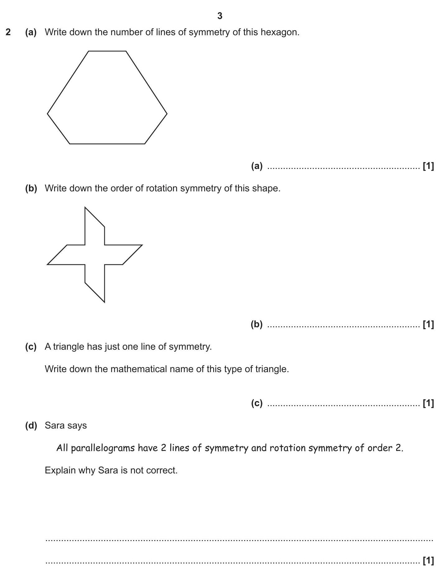 GCSE OCR Maths 3D trigonometry: 2 (a) Write down the number of
